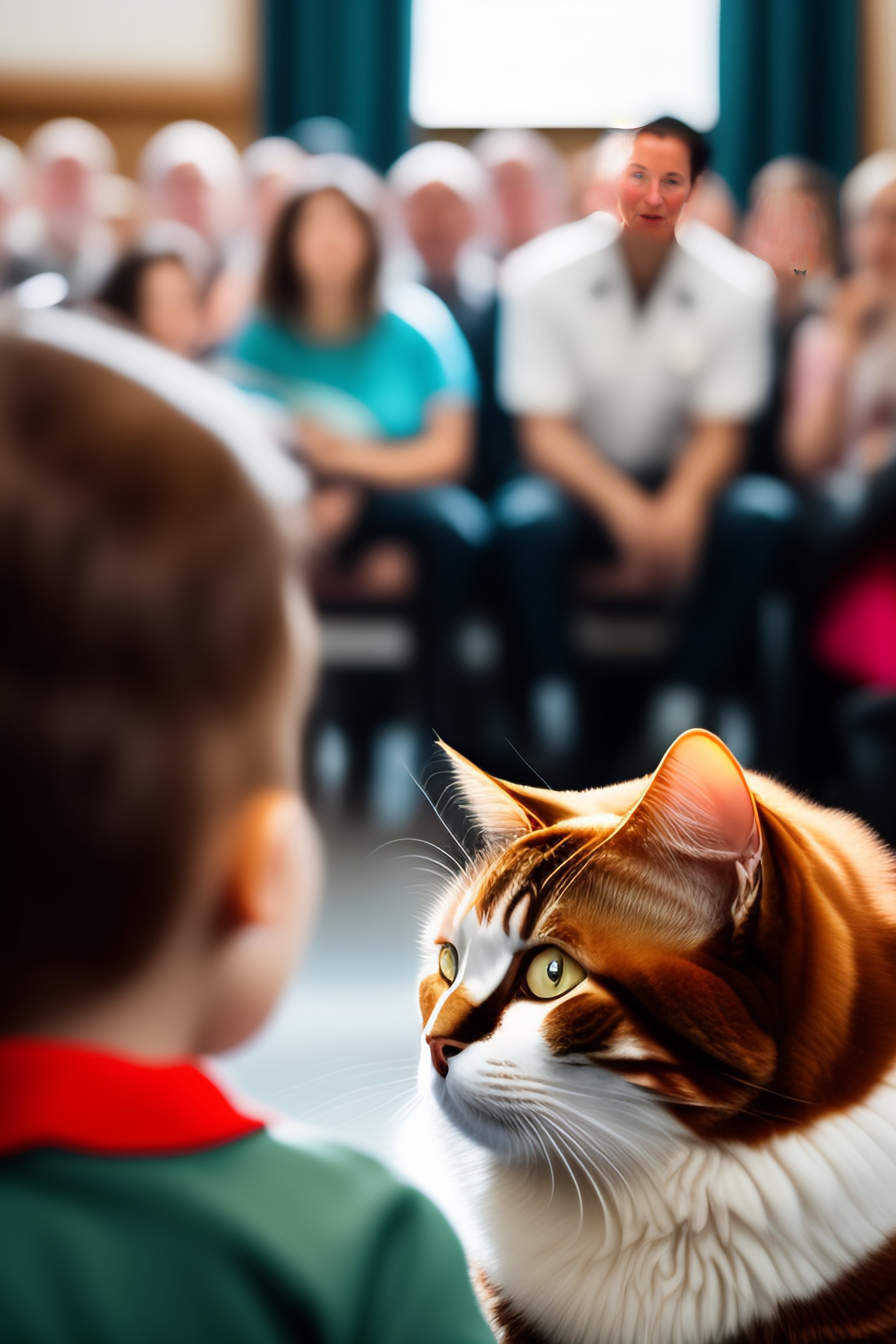Lexica - Cat teacher talking to an audience