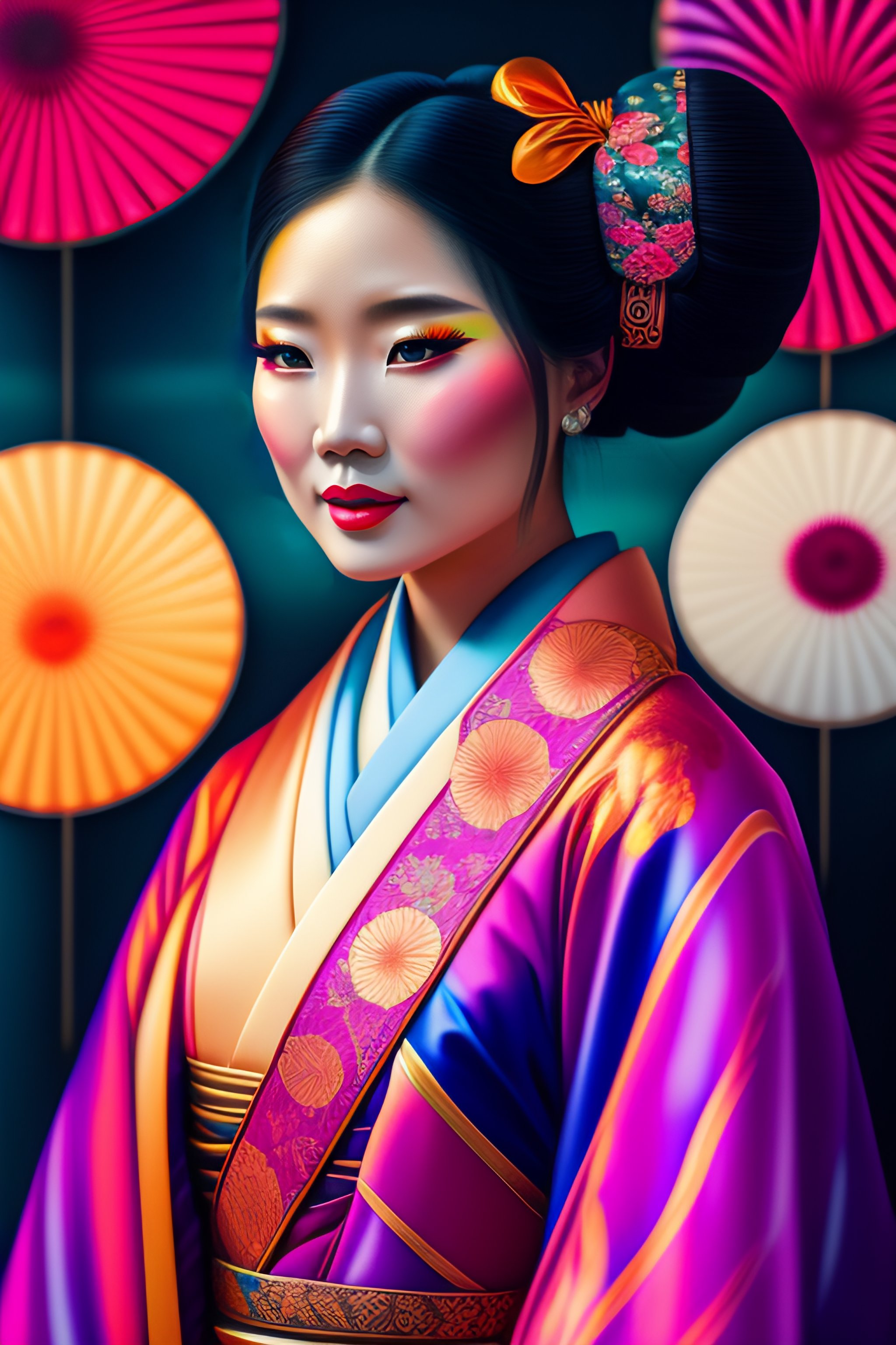 Lexica - Inspired tarot card detailed kimono and geisha bow portrait ...