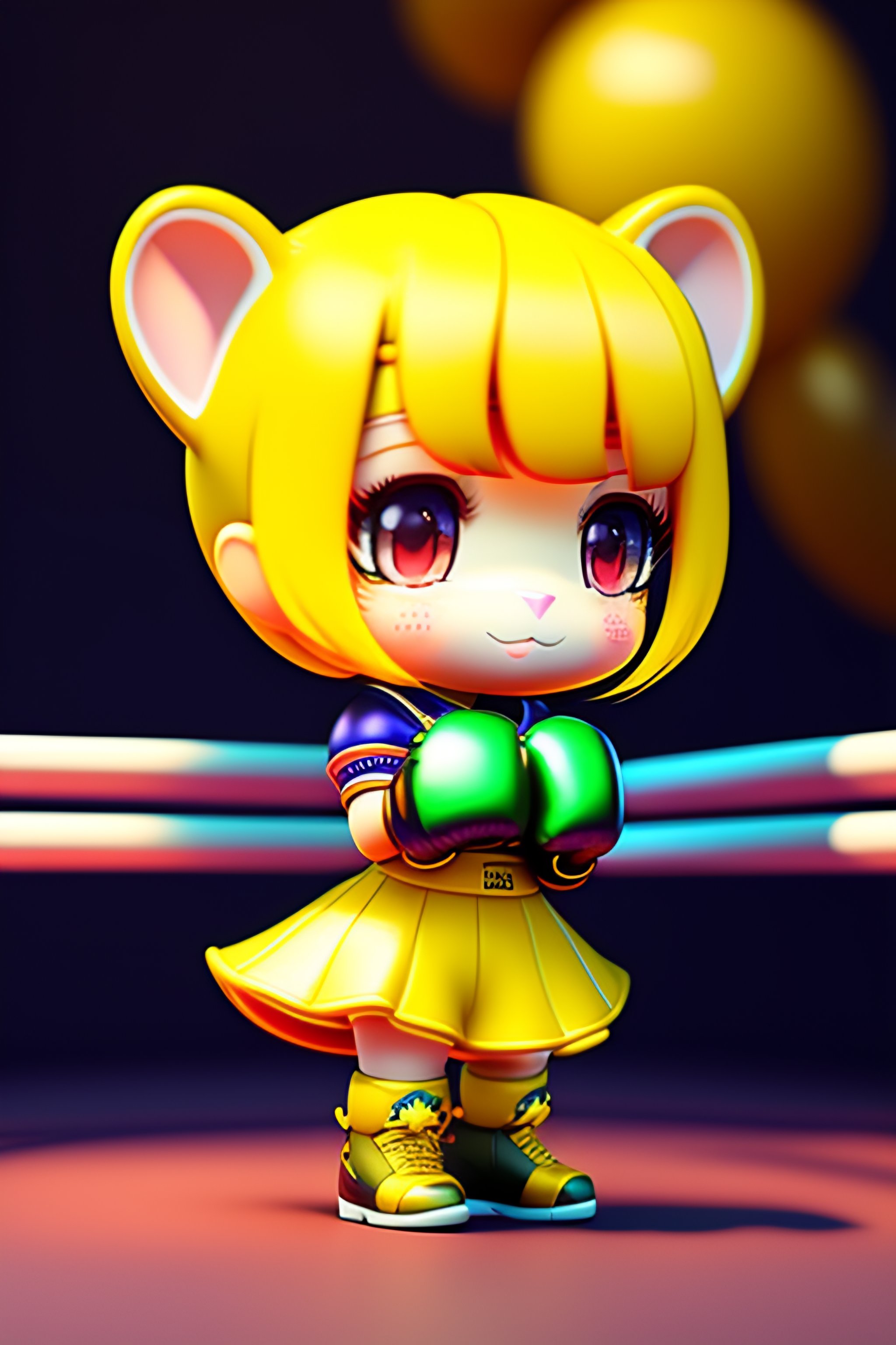 Lexica - Kemono girl chibi,imagen detail,3d realist,boxing,bunny,yellow ...