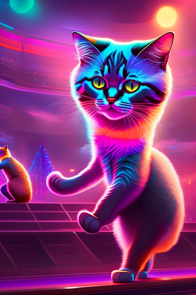 Lexica - A lot of soviet cats dancing on the dance floor, retrowave stage