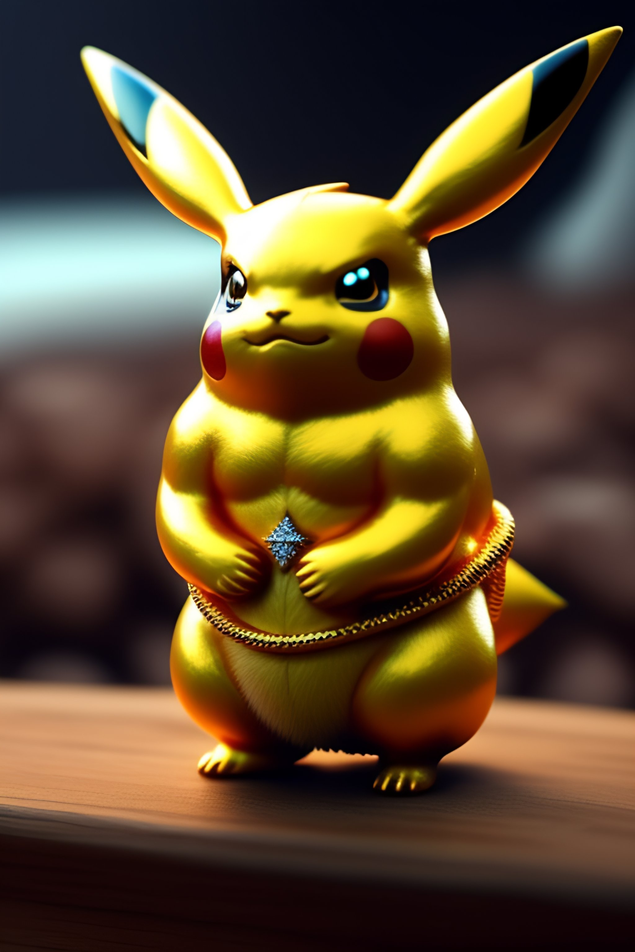 Lexica - Pikachu as god emperor of the universe wearing gold jewelry.