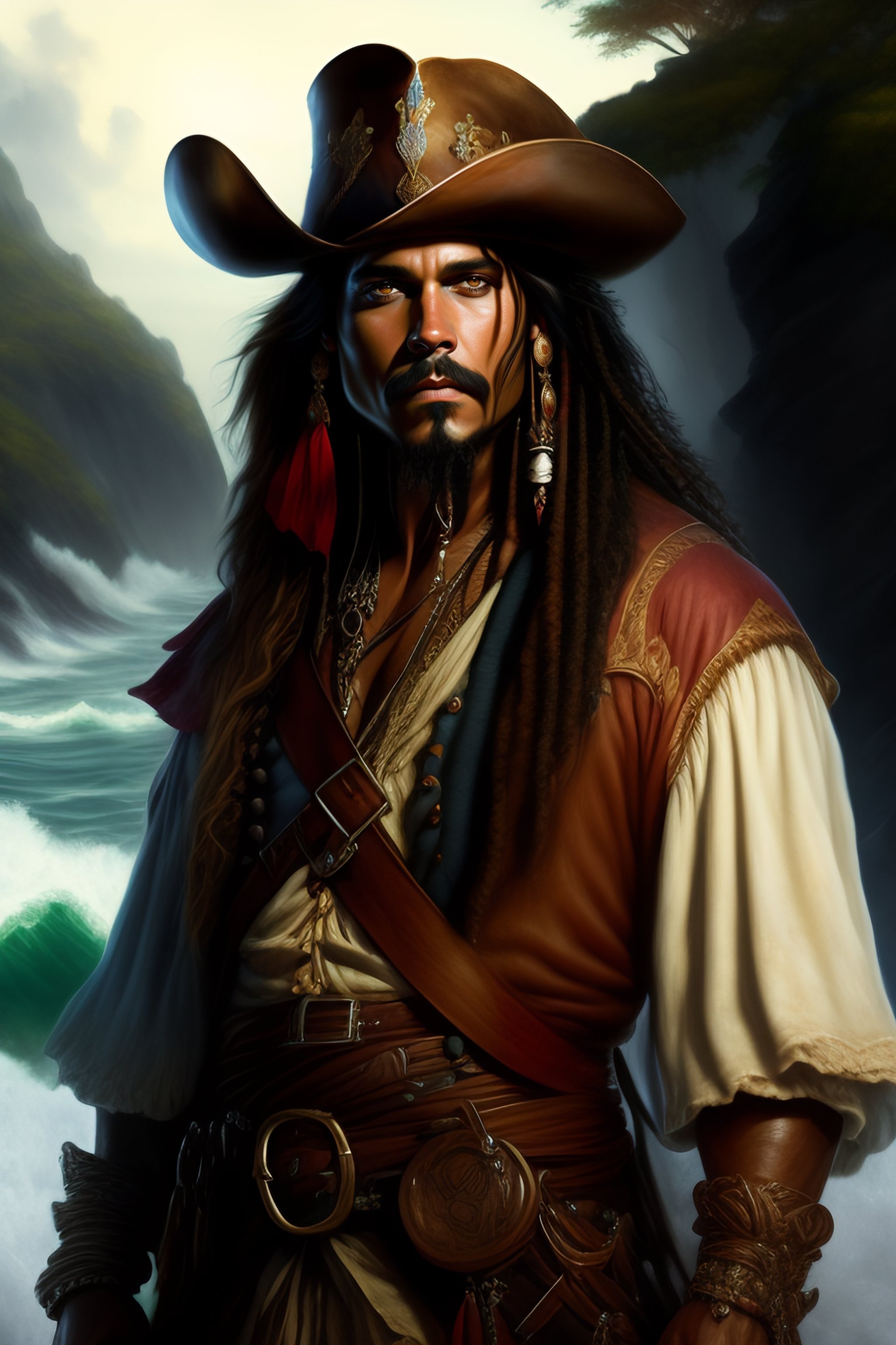 Lexica - A beautiful painting portrait movie poster of Jack Sparrow ...