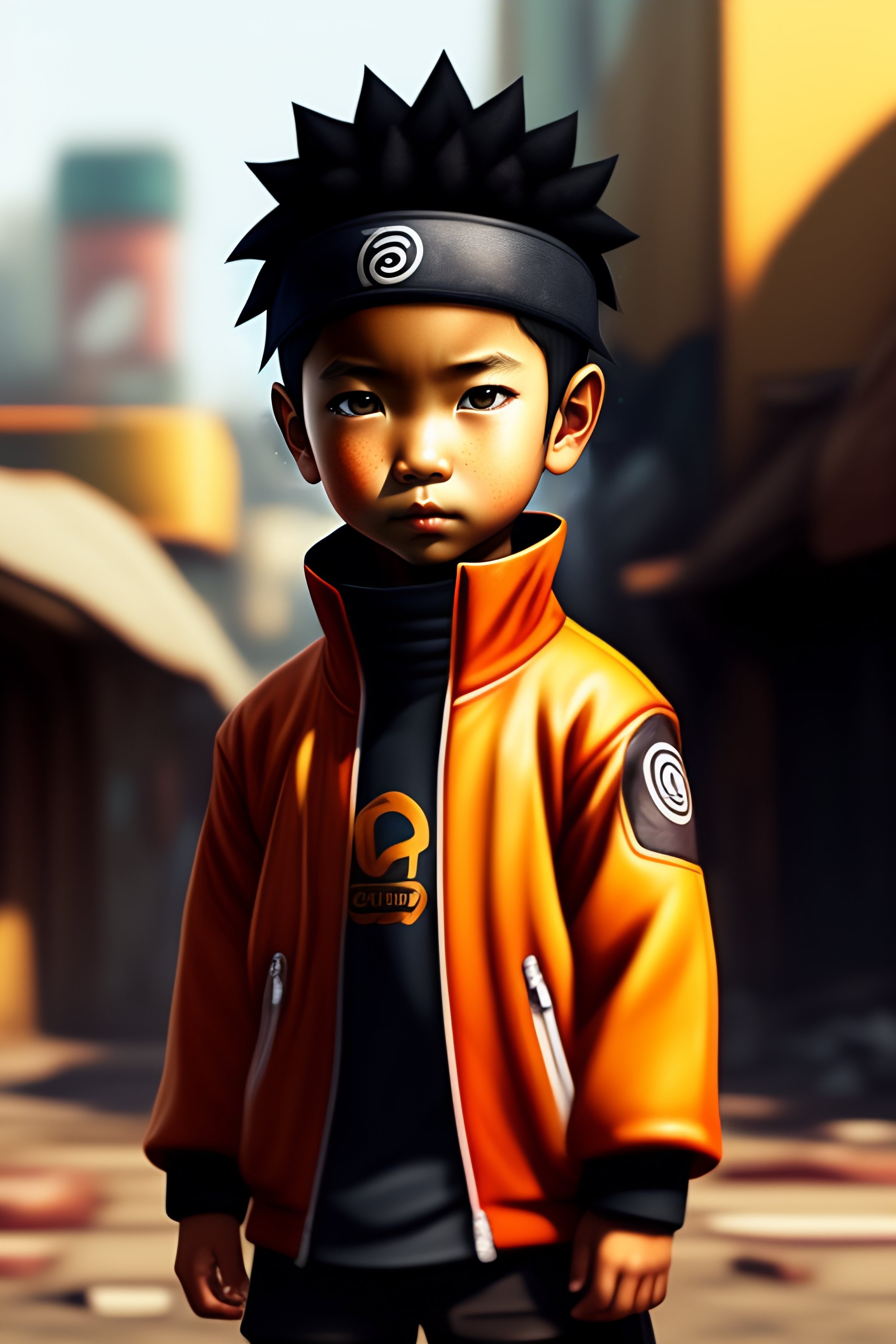 Lexica - Naruto child, realistic, slum background