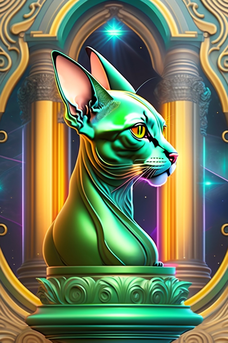 Lexica - Sphinx cat in the Art Nouveau style. greek green column ...