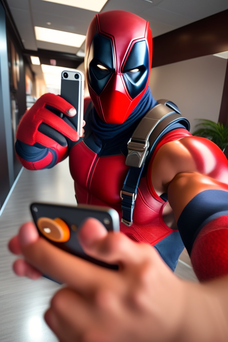 Lexica - Marvels Deadpool taking a selfie with a GoPro in Los Angeles ...