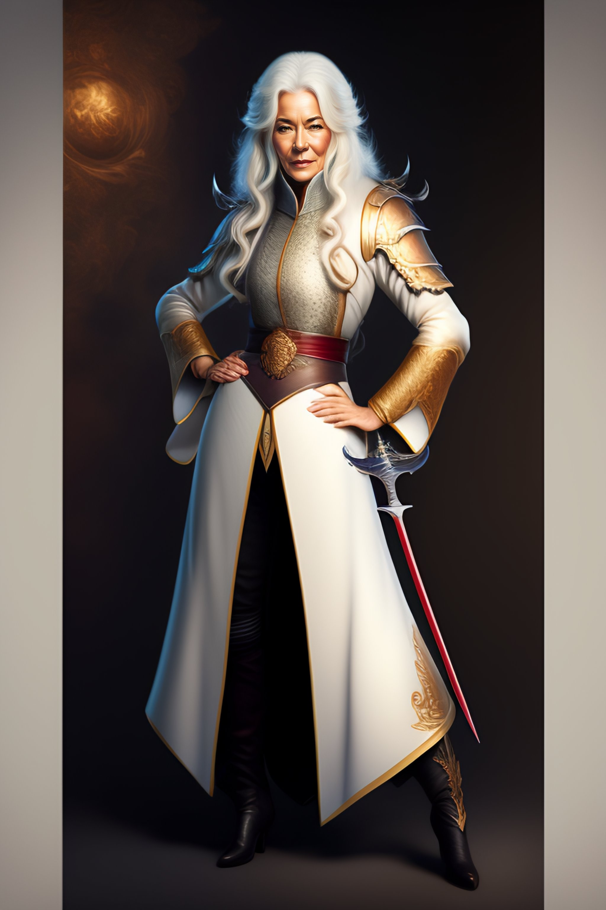 Lexica - Full body portrait of aristocratic female swordsman, long ...