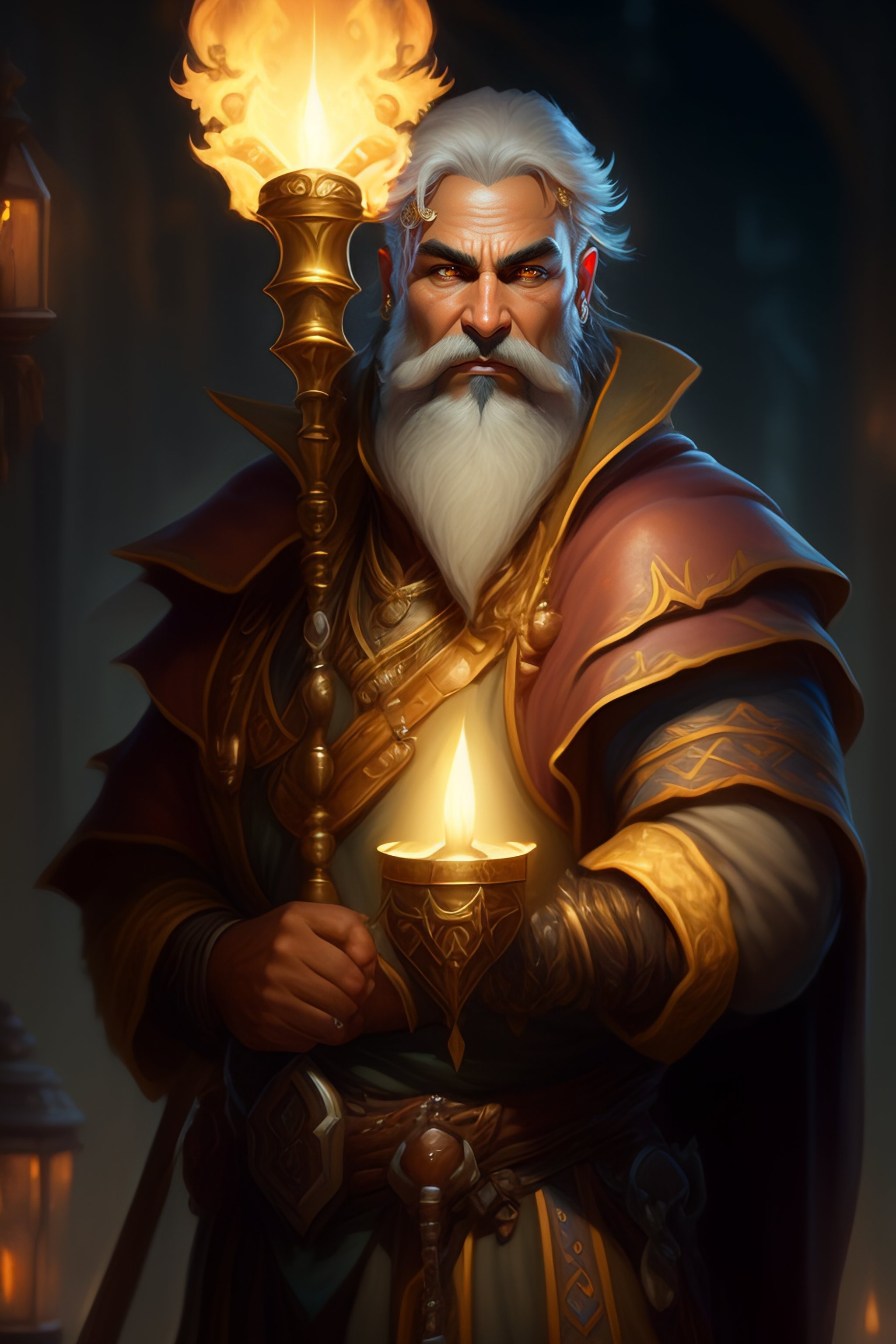 Lexica - A large grimey innkeeper from final fantasy, holding a torch ...