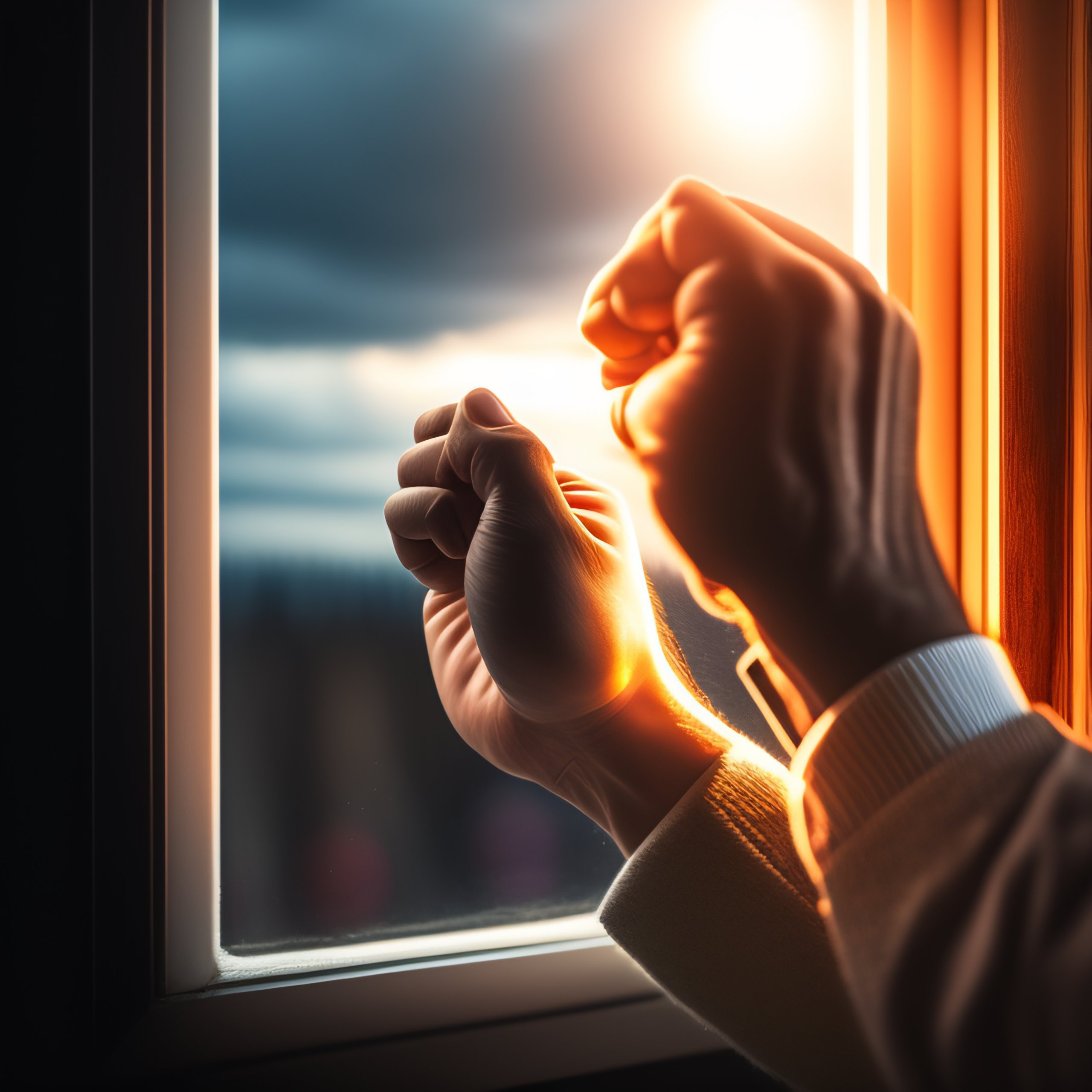 Lexica - Clenched fist on a window
