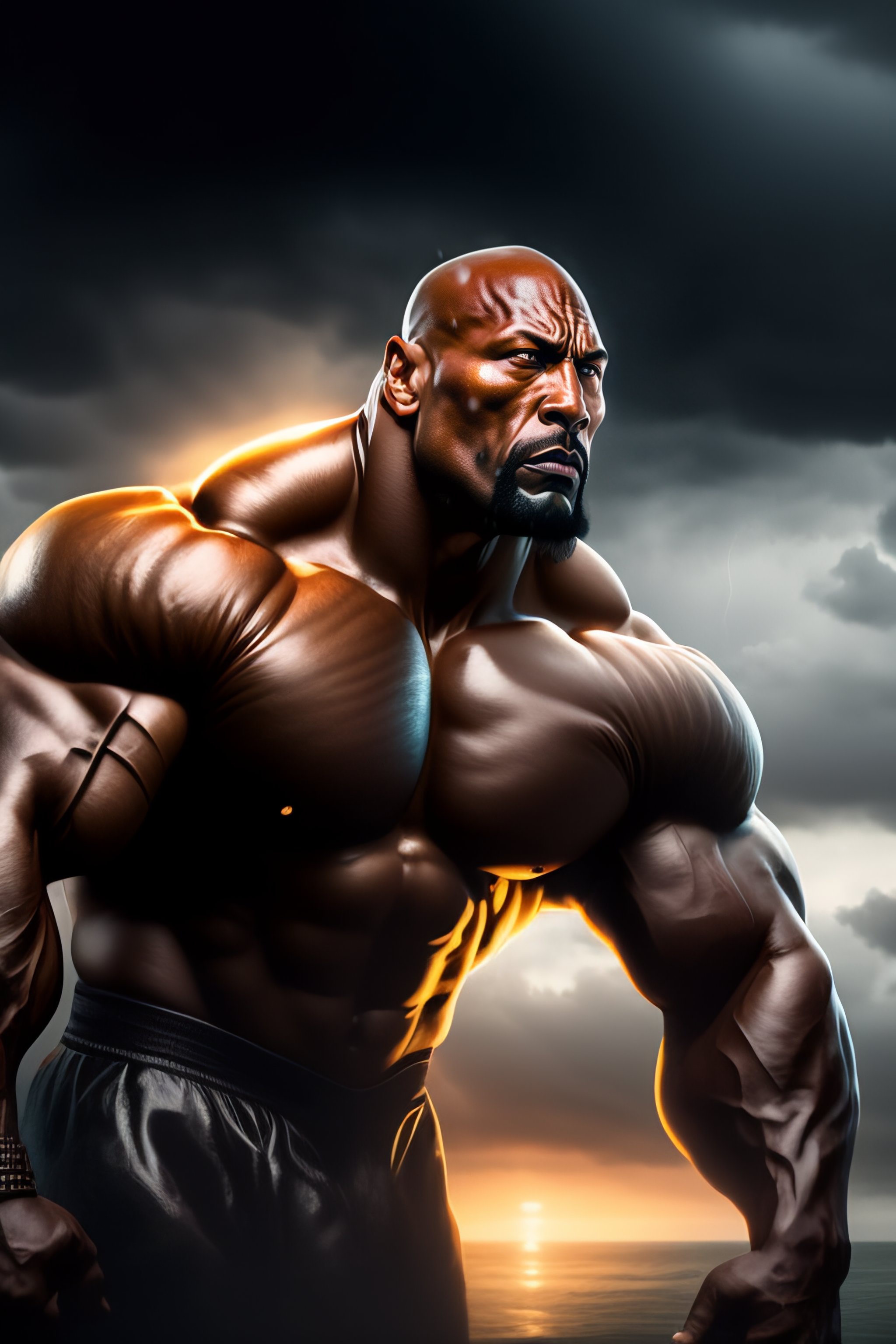 Lexica - Geodude fused with dwayne johnson , in a storm, dramatic ...