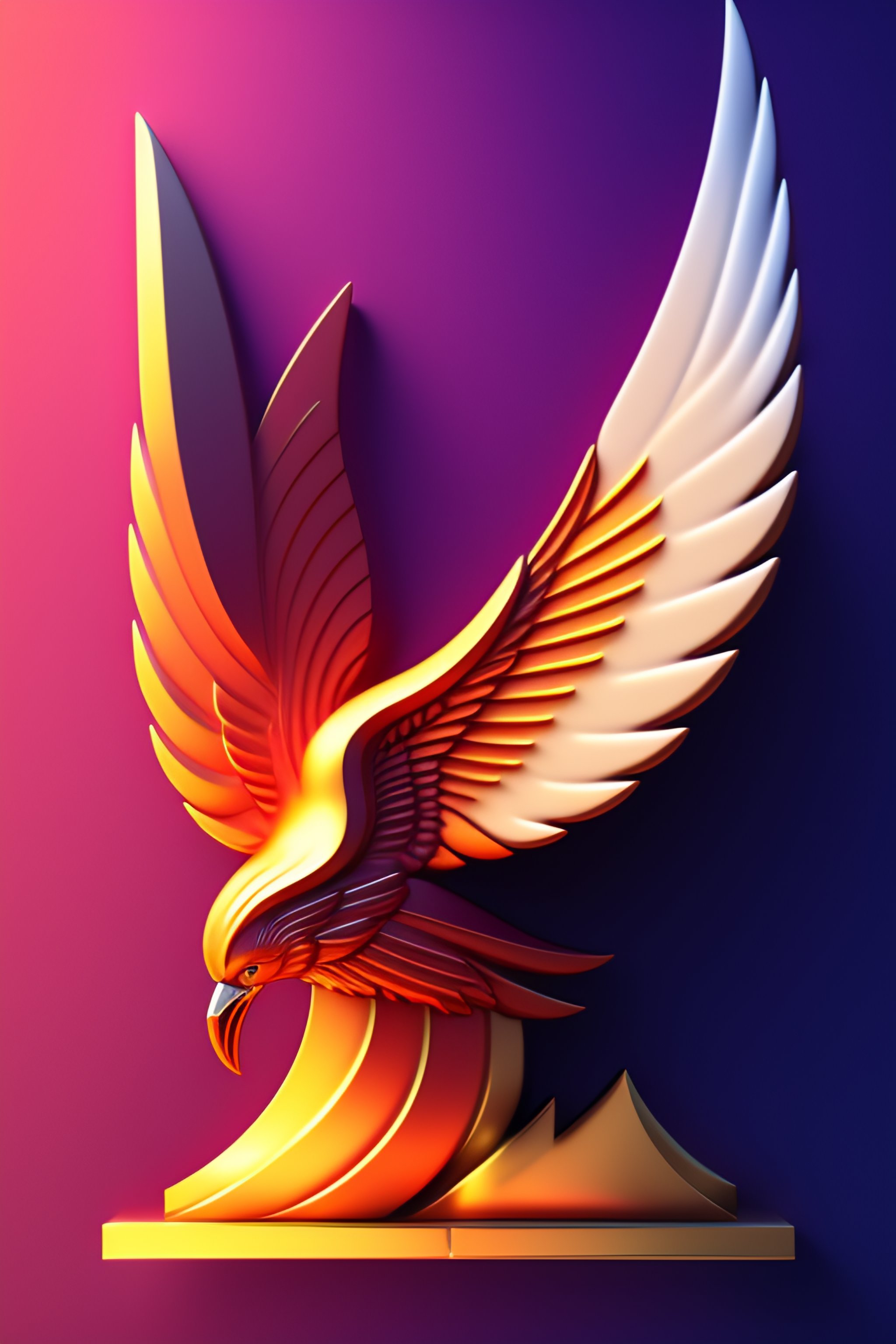 Lexica - 3d icon render of a phoenix, isolated over a white background ...