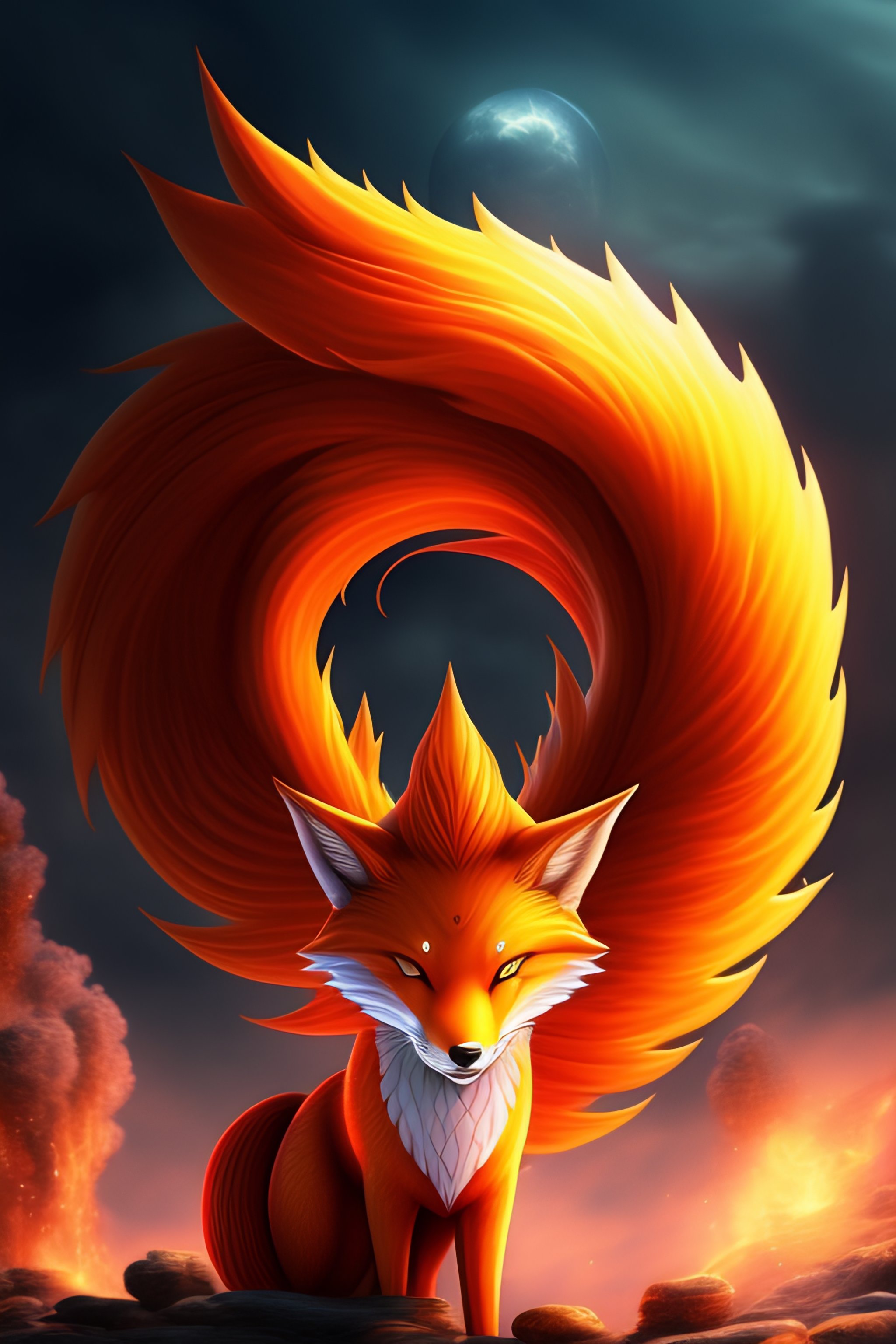 Lexica - Nine tailed fox with sprite aura