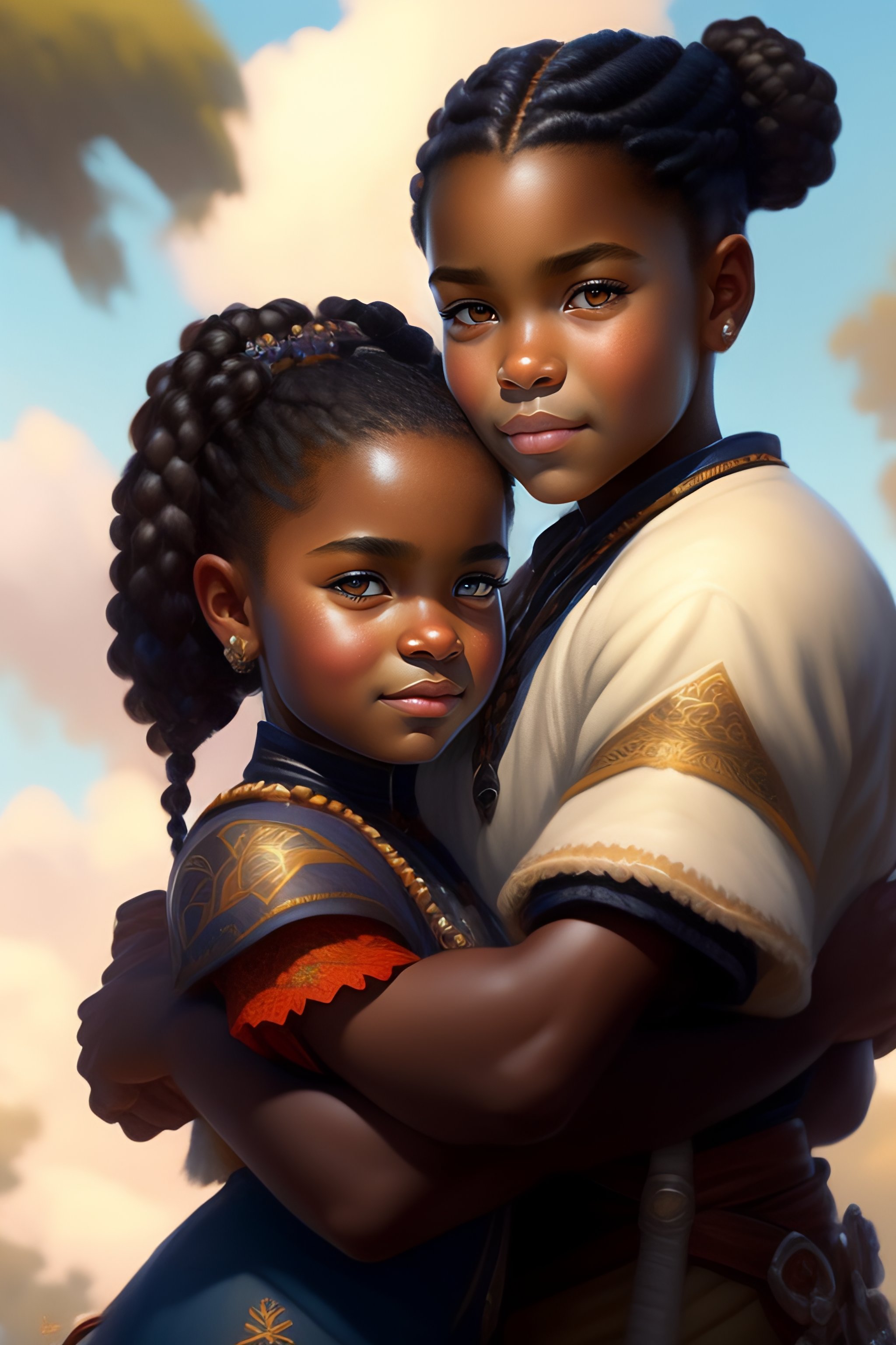 Lexica - A detailed portrait of a cute black girl with two braids ...