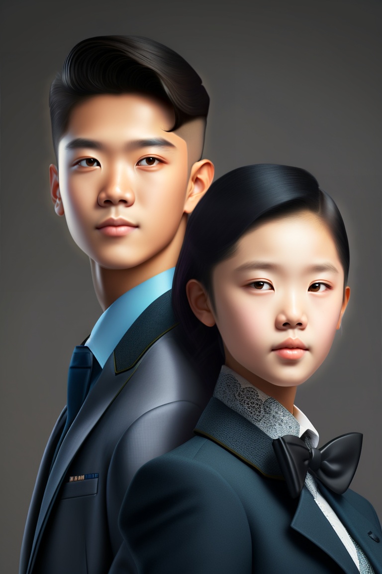 Lexica - Two high school boy and girl, twins, have same face, sharp ...