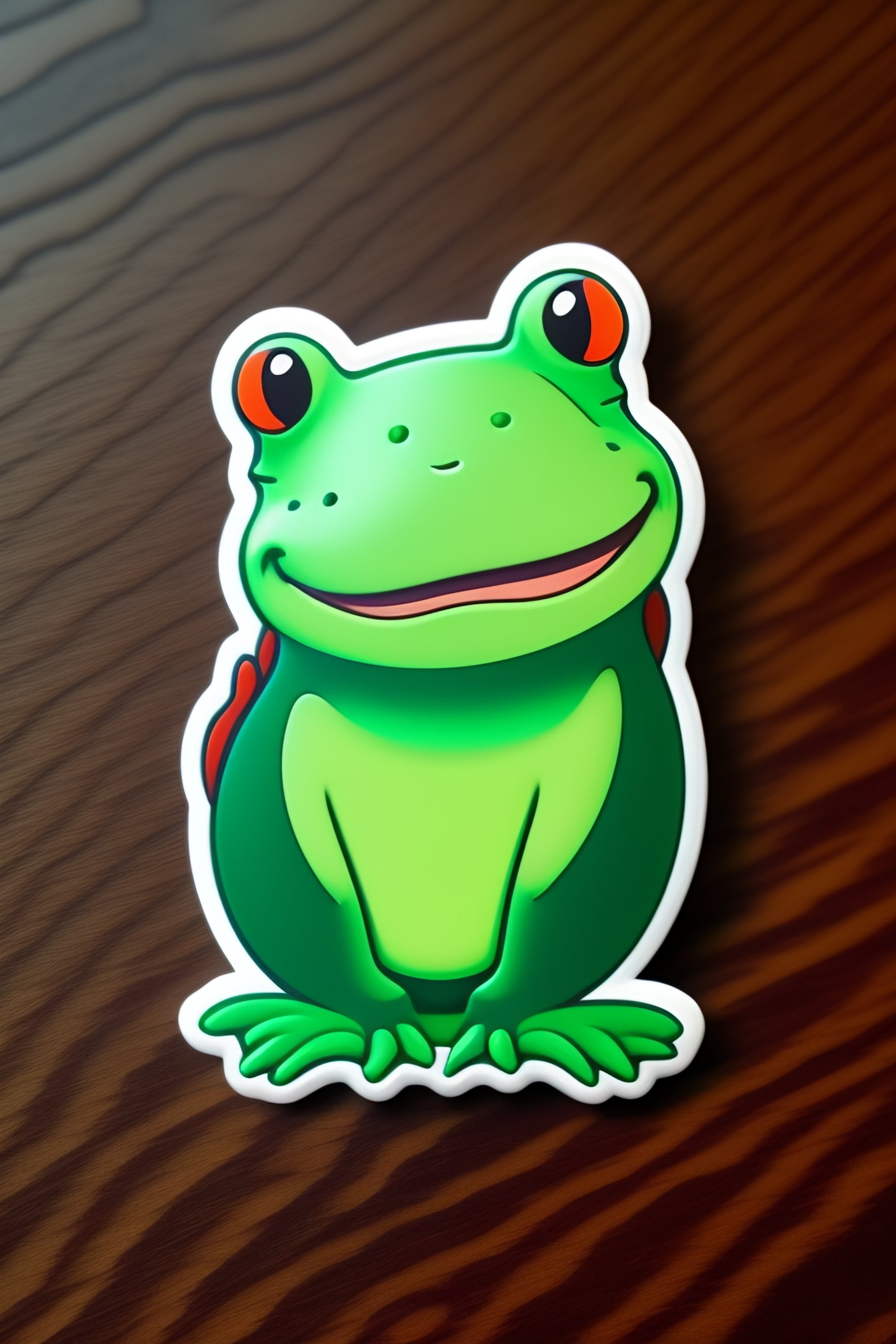 Lexica - A die cut sticker of a sleeping cartoon frog with eyes ...