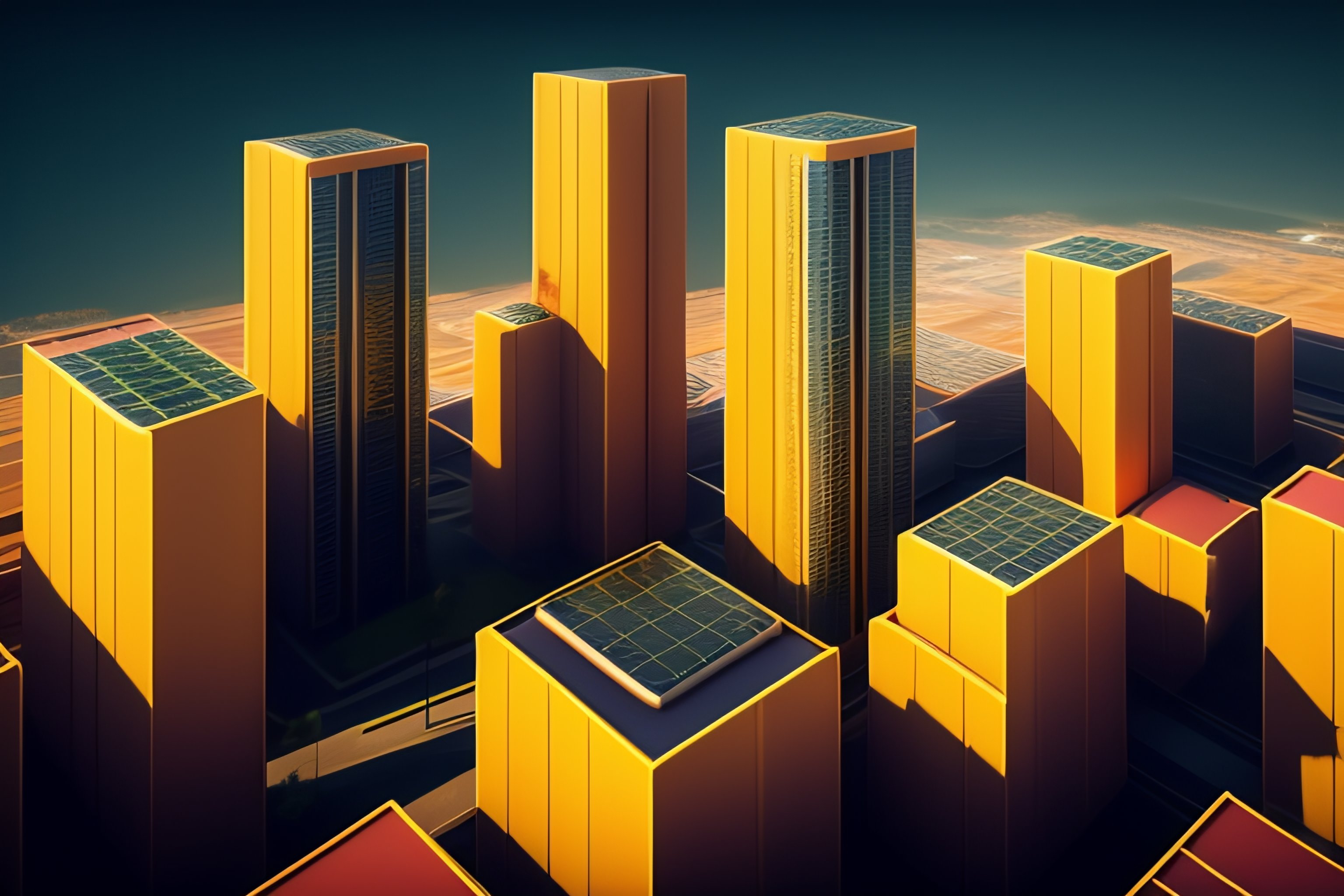 Lexica - Arial view of a city, modern architecture with vertical farm ...