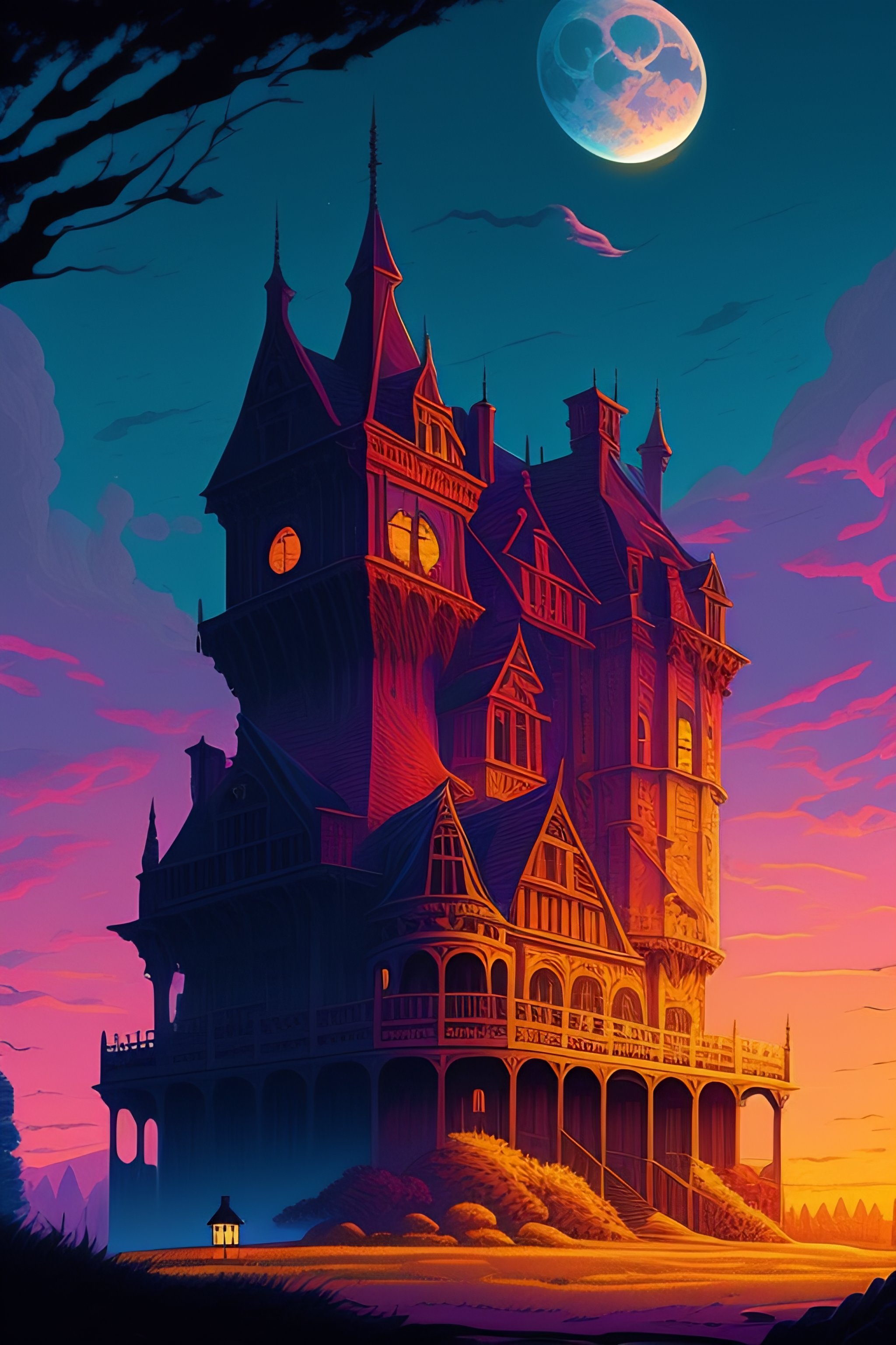 Lexica - Illustration of a castel by dan mumford , horror sky , high ...