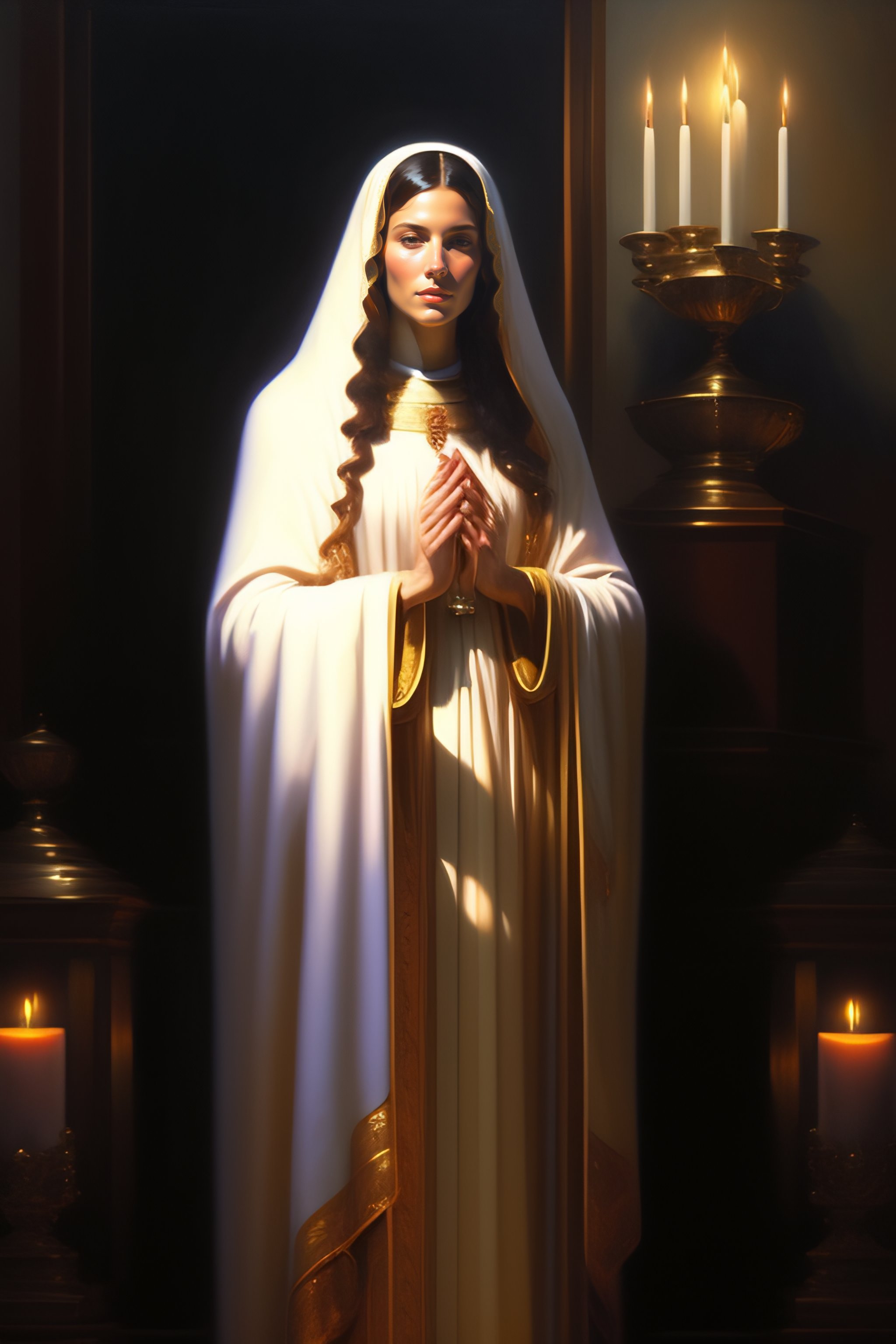 Lexica - Full length photo of virgin mary, spooky and disquieting ...