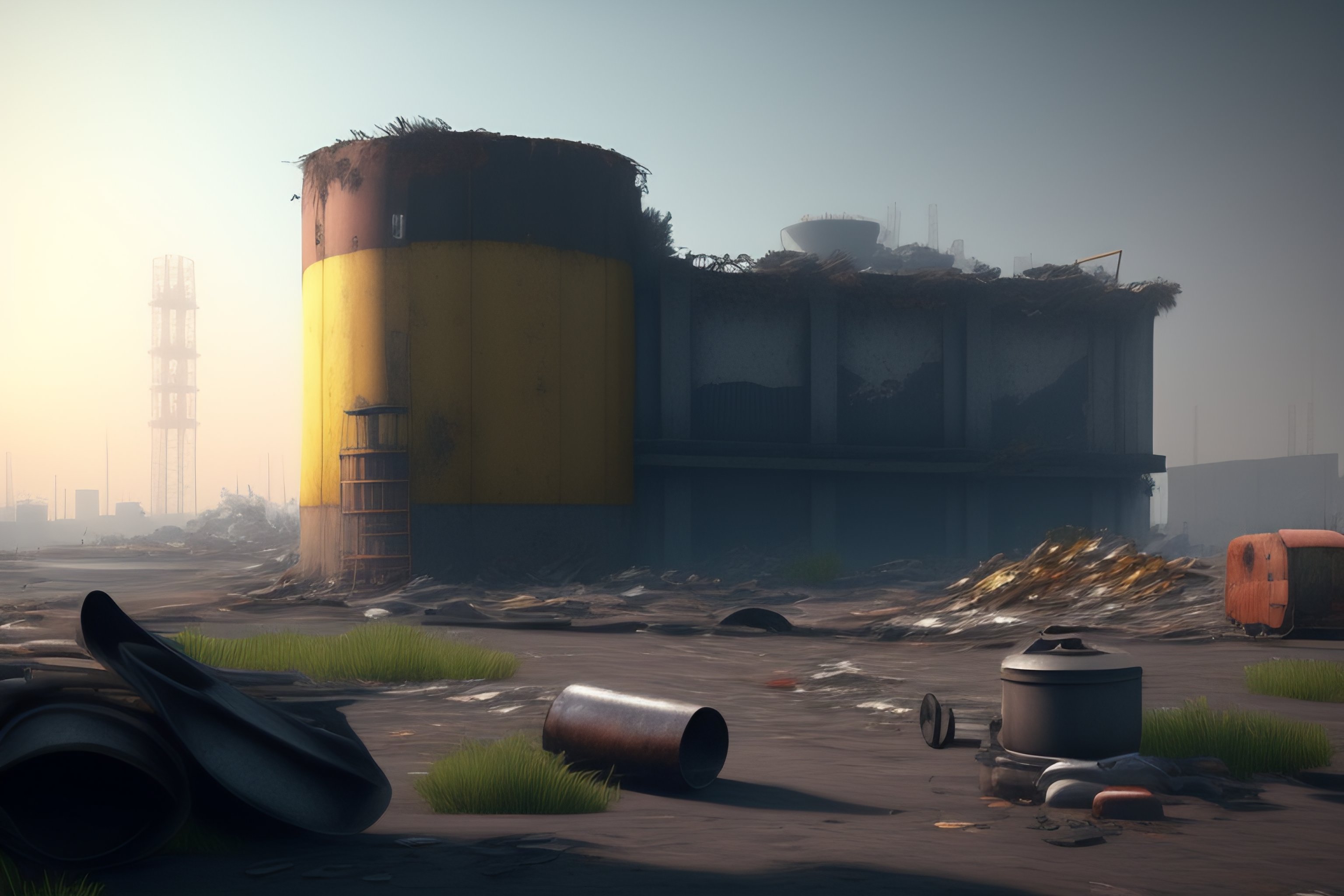 Lexica - Abandoned factory site with garbage, trash, scrap metal and ...