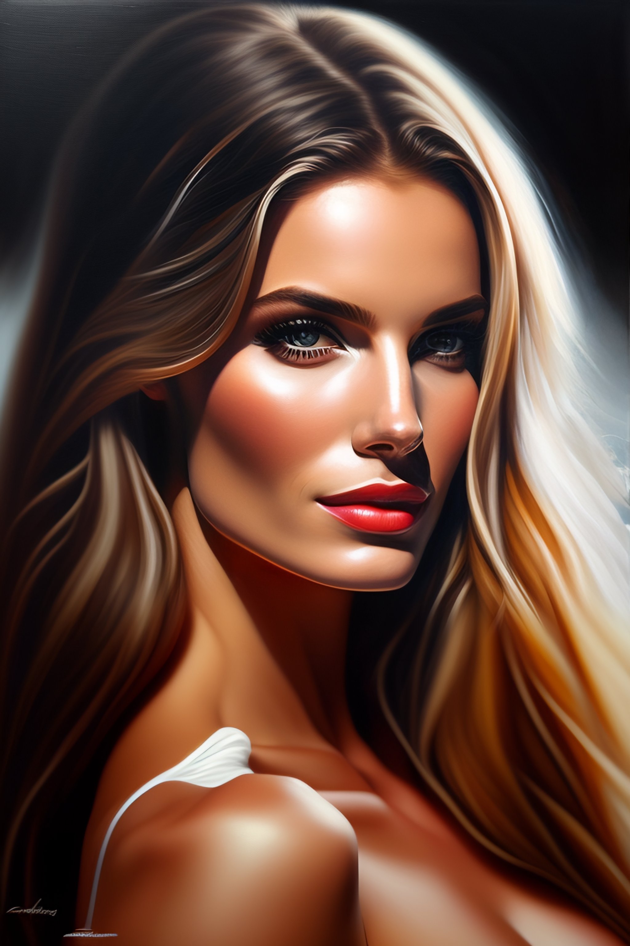 Lexica - Style hyperrealism oil painting, portrait ofswiss model goes ...