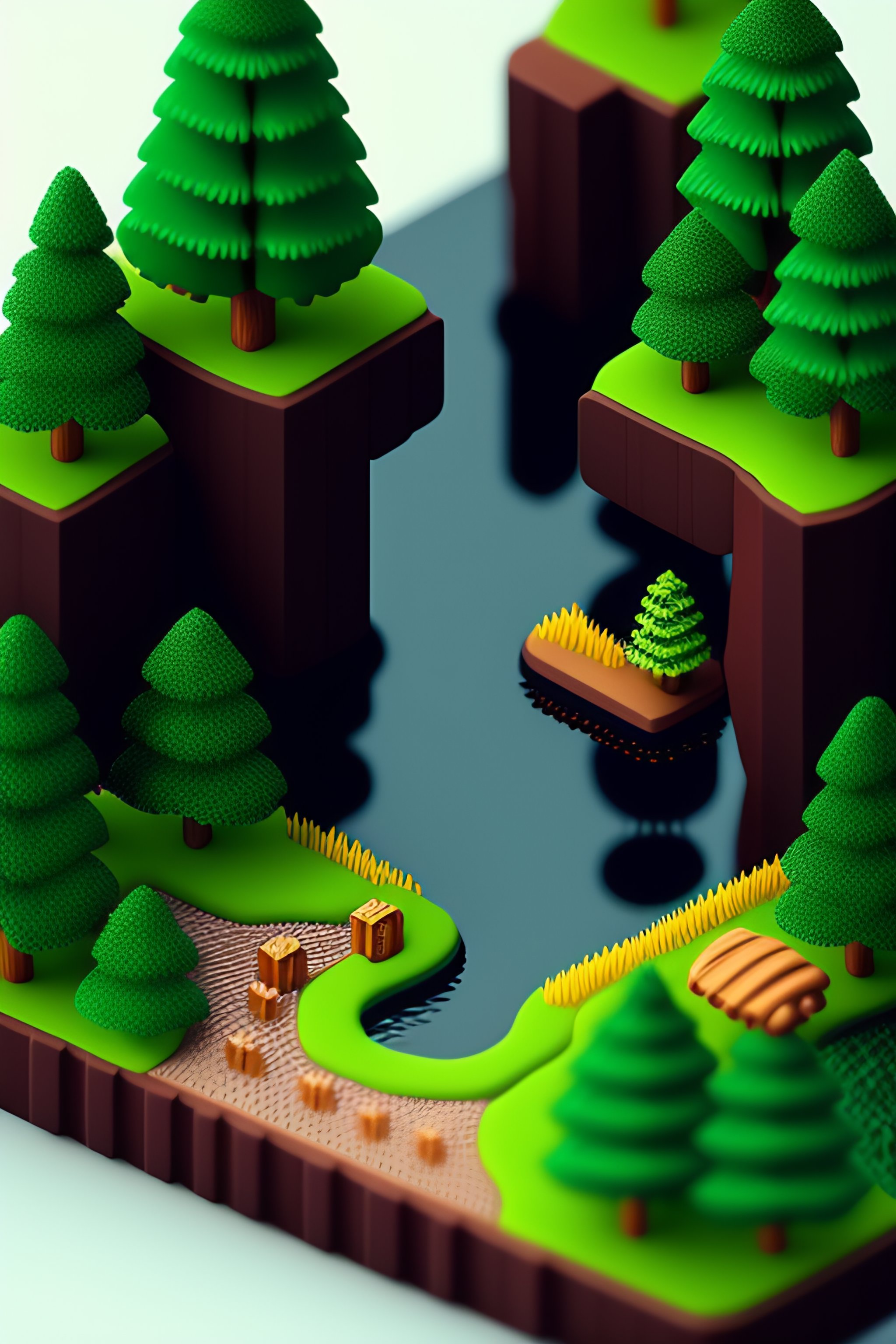 Lexica - Detailed isometric forest with river, pixel art, c4d, full ...