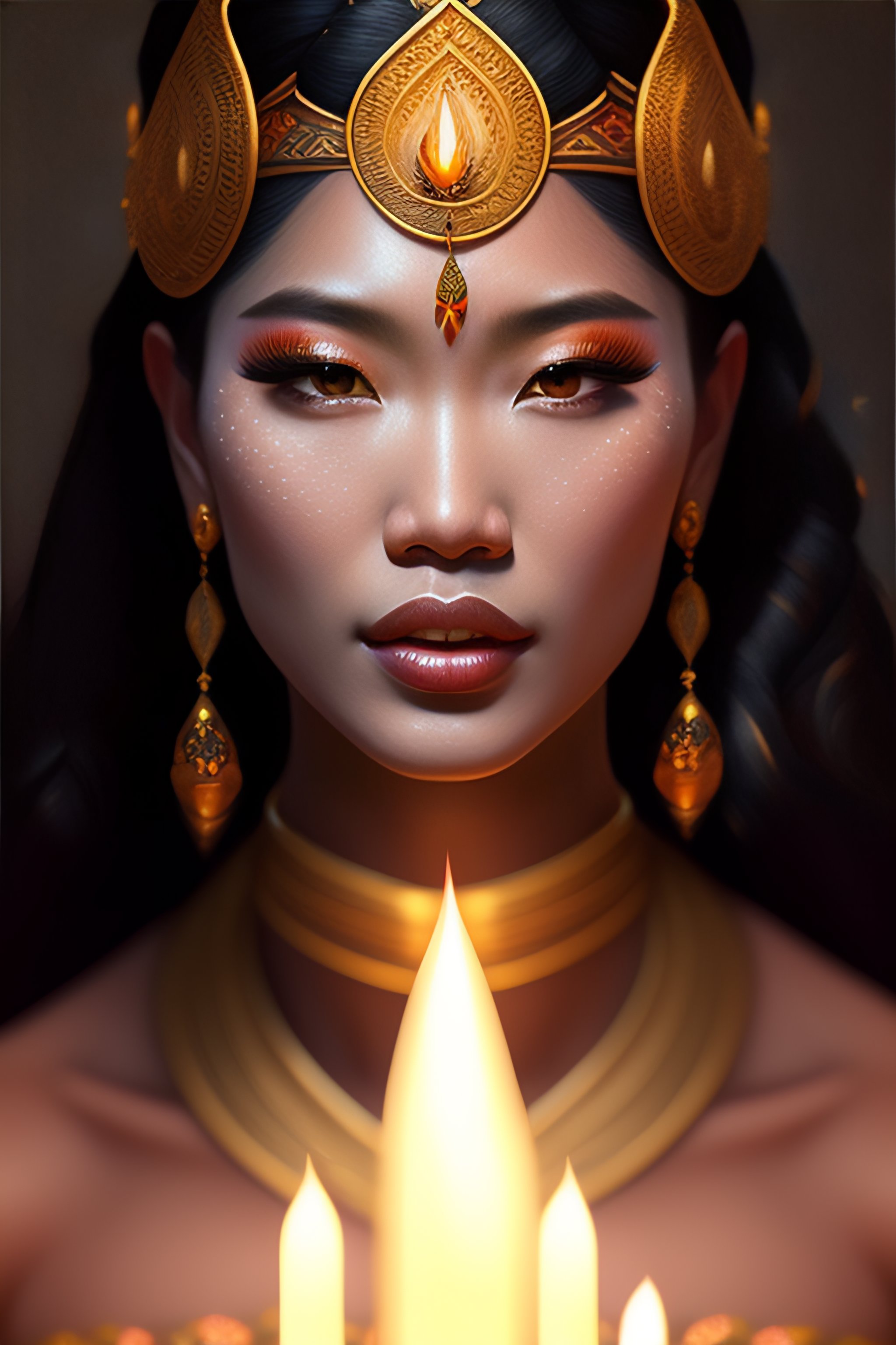 Lexica - Beautiful detailed portrait of an exotic goddess lit by ...