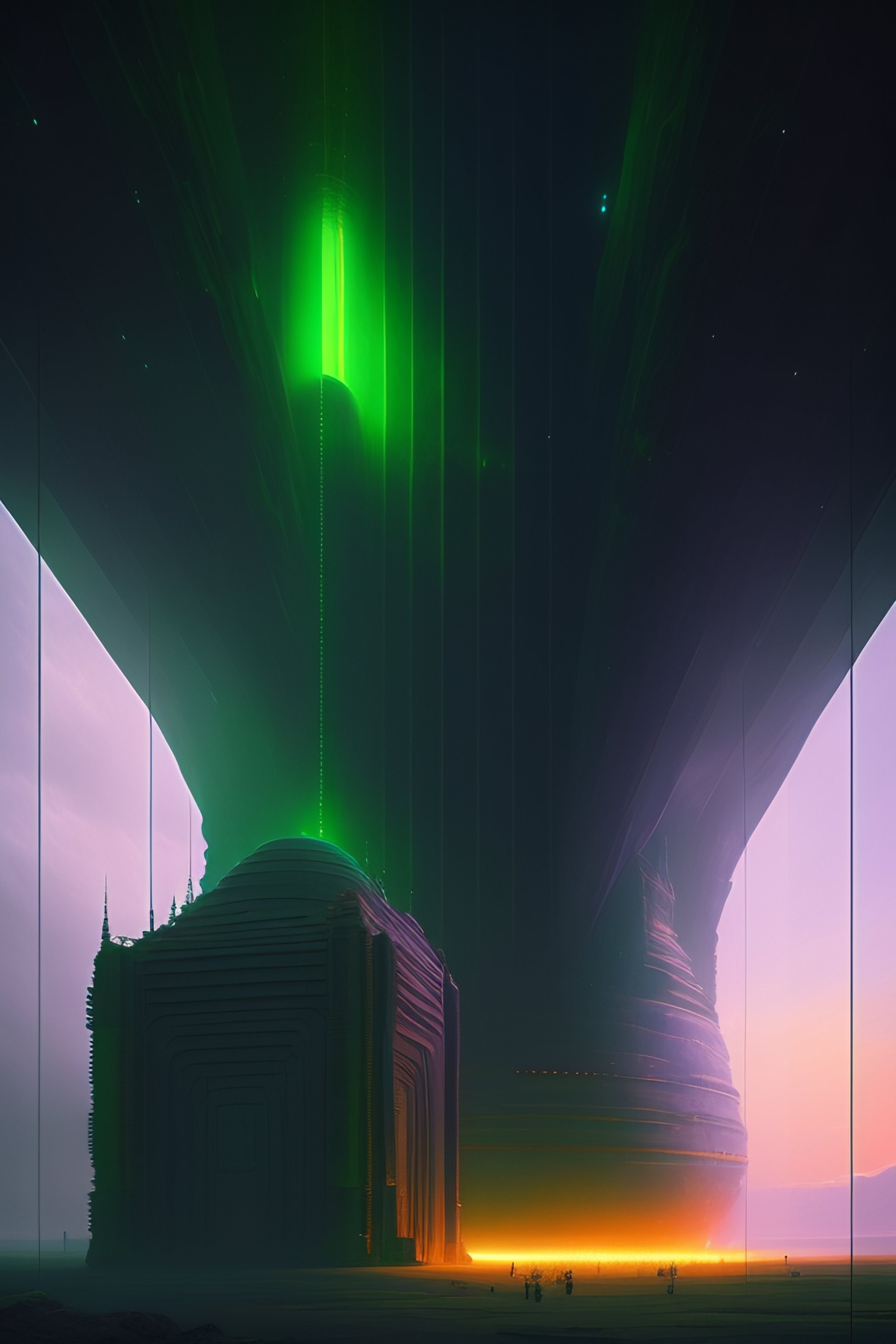 Lexica - A green shiny monolith of glass in a vast starwars control ...