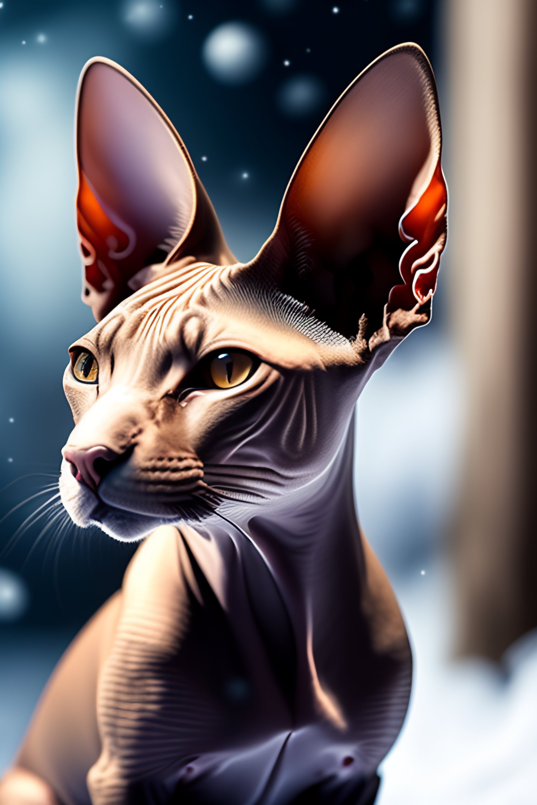 Lexica - Fantastical Sphynx cat with small ears , with two wings and ...