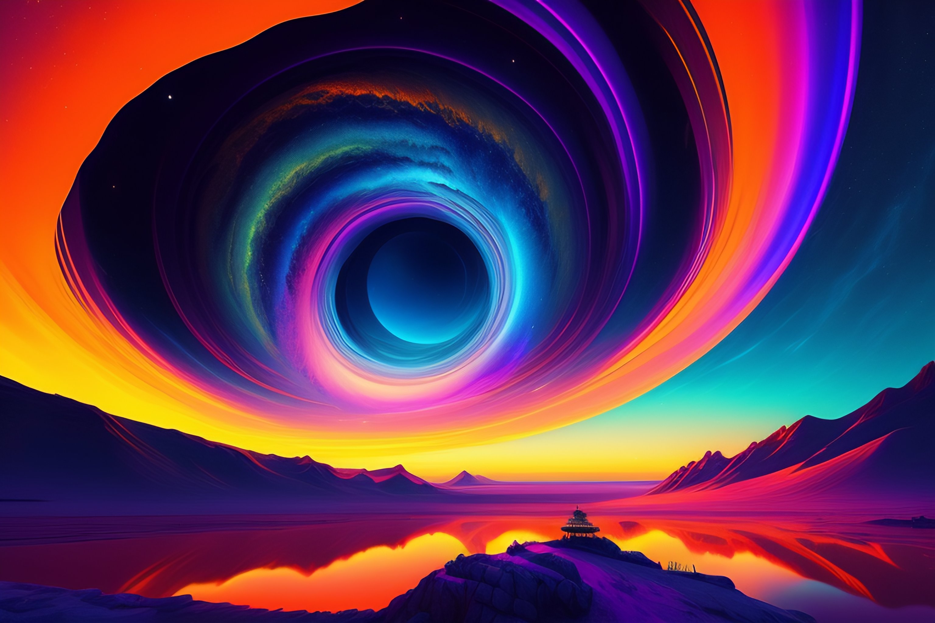 Lexica - Vortex milky way event horizon view, highly saturated colors ...