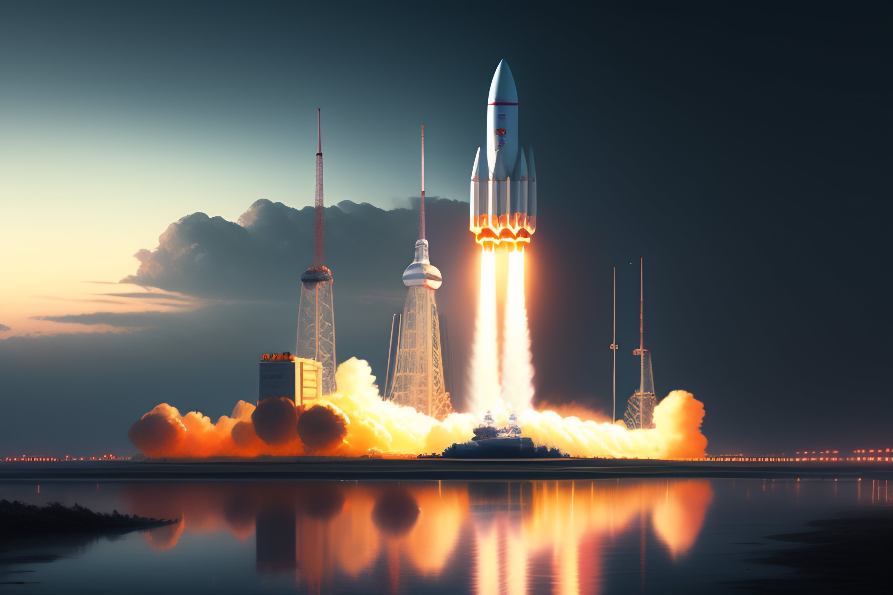 Lexica - A saturn v rocket on the launch pad, intricate, elegant ...