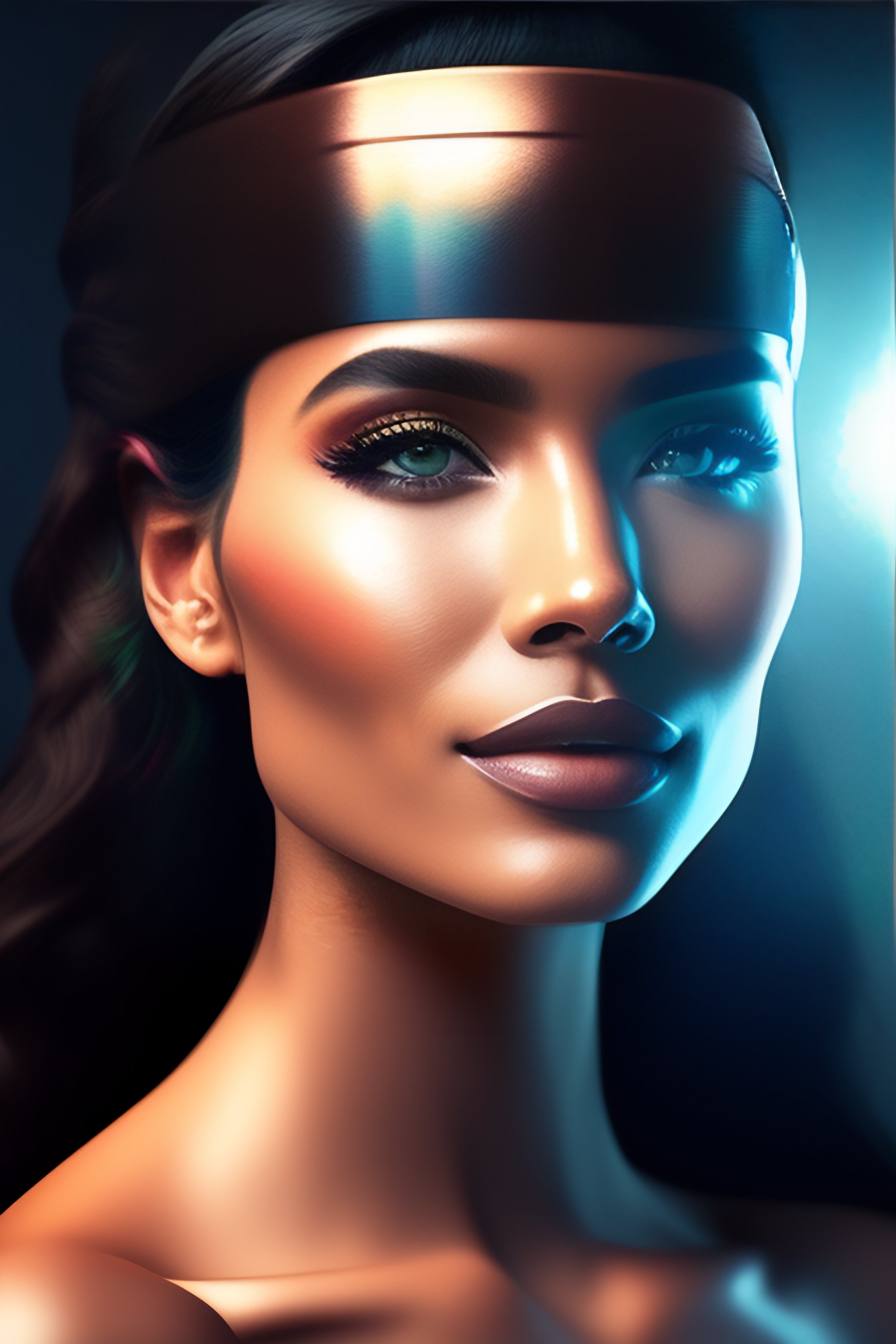 Lexica - Render 3D de uma IA com um design futurista, apresentando uma ...