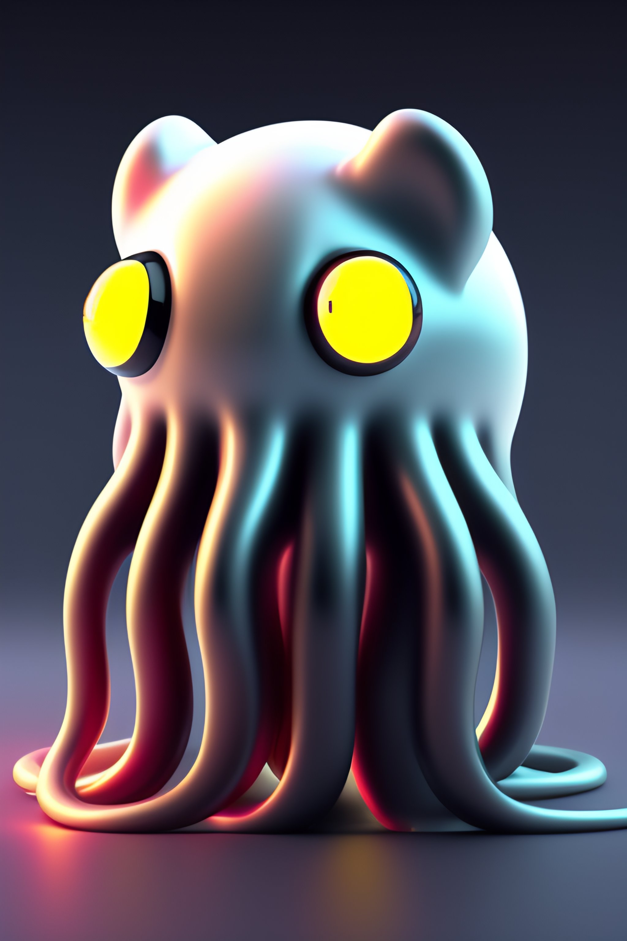 Lexica - 3D octopus monster with 3 white-light orbs for eyes. 3D octane ...