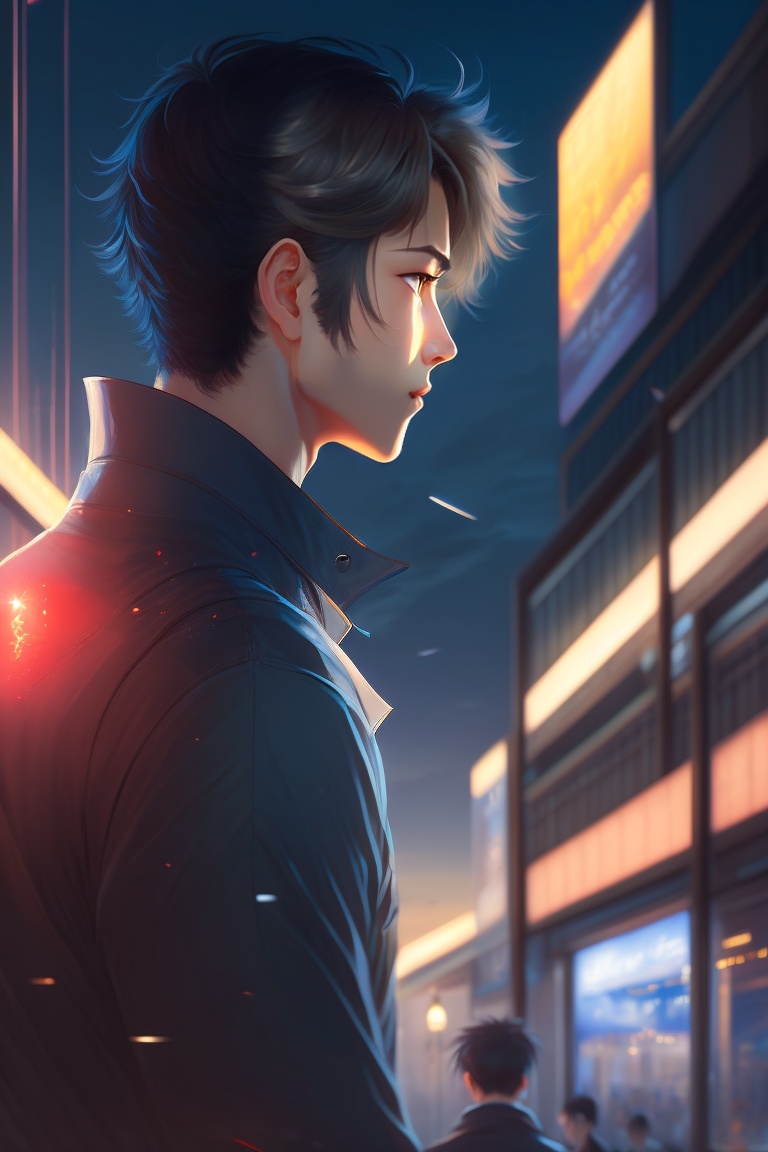 Lexica - Beautiful anime painting of a man holding on a chain from a ...