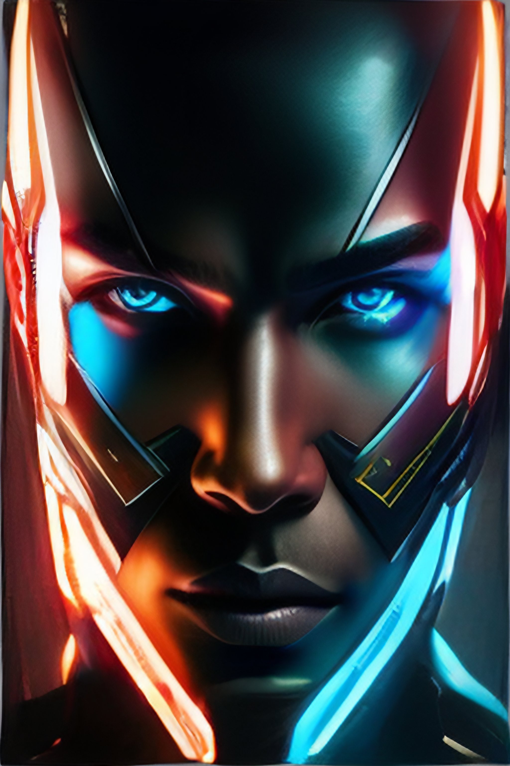 Lexica - Man, human cyborg, half face human half skull machine, tron ...