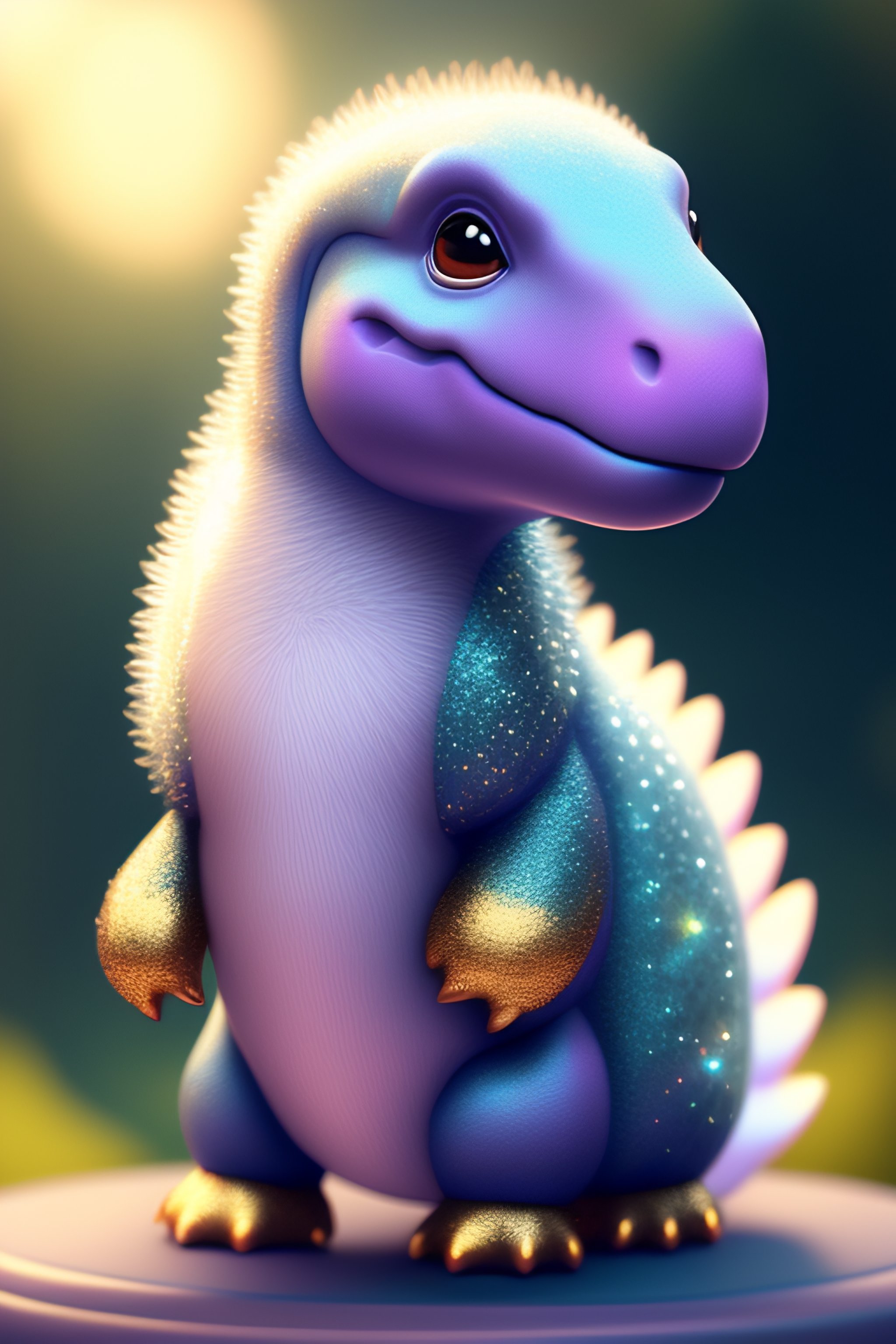 Lexica - CUTE AND ADORABLE CARTOON FLUFFY dinosaur, SILVER, GLITTER ...