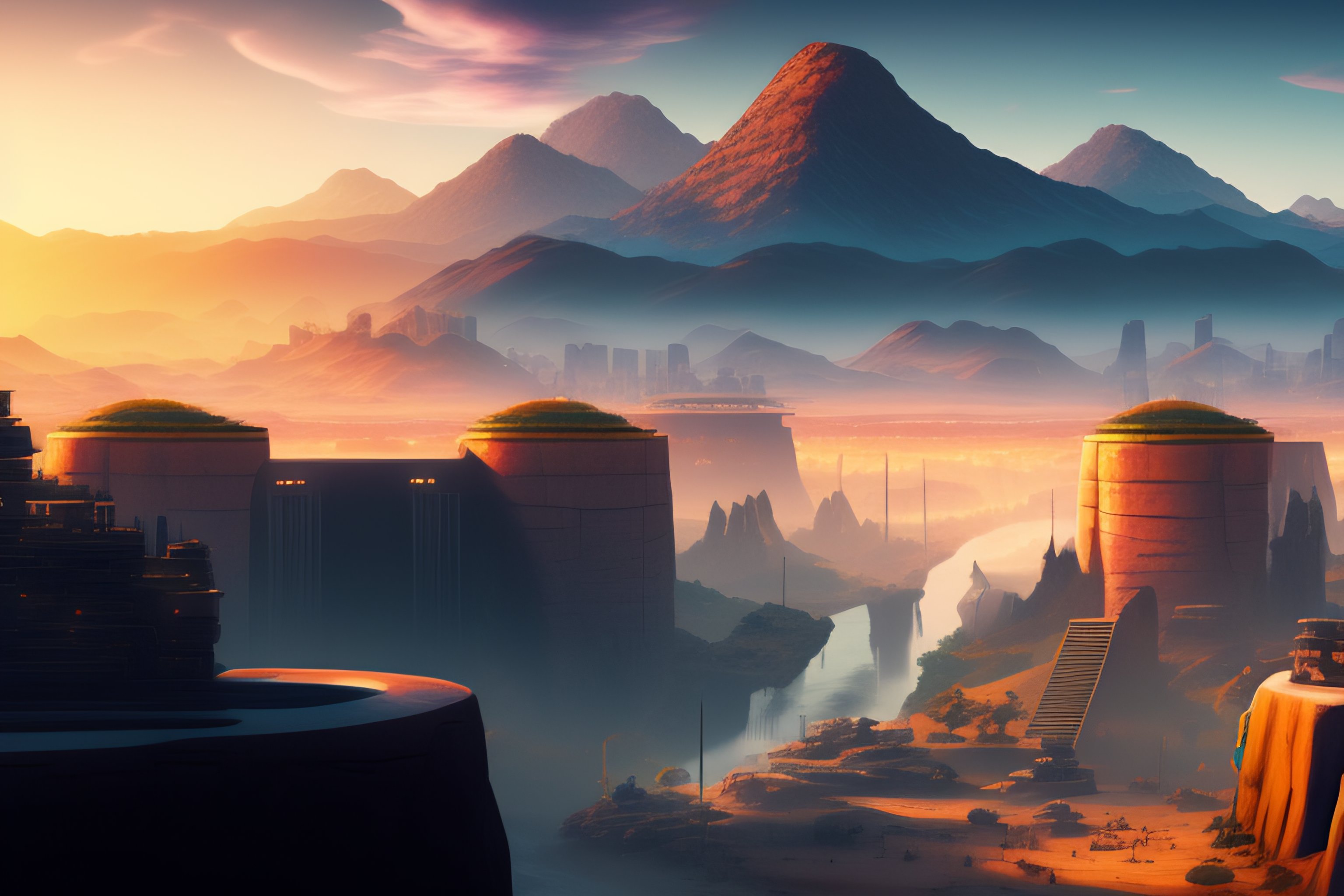 Lexica - Rock based livable city with people, ancient architecture ...