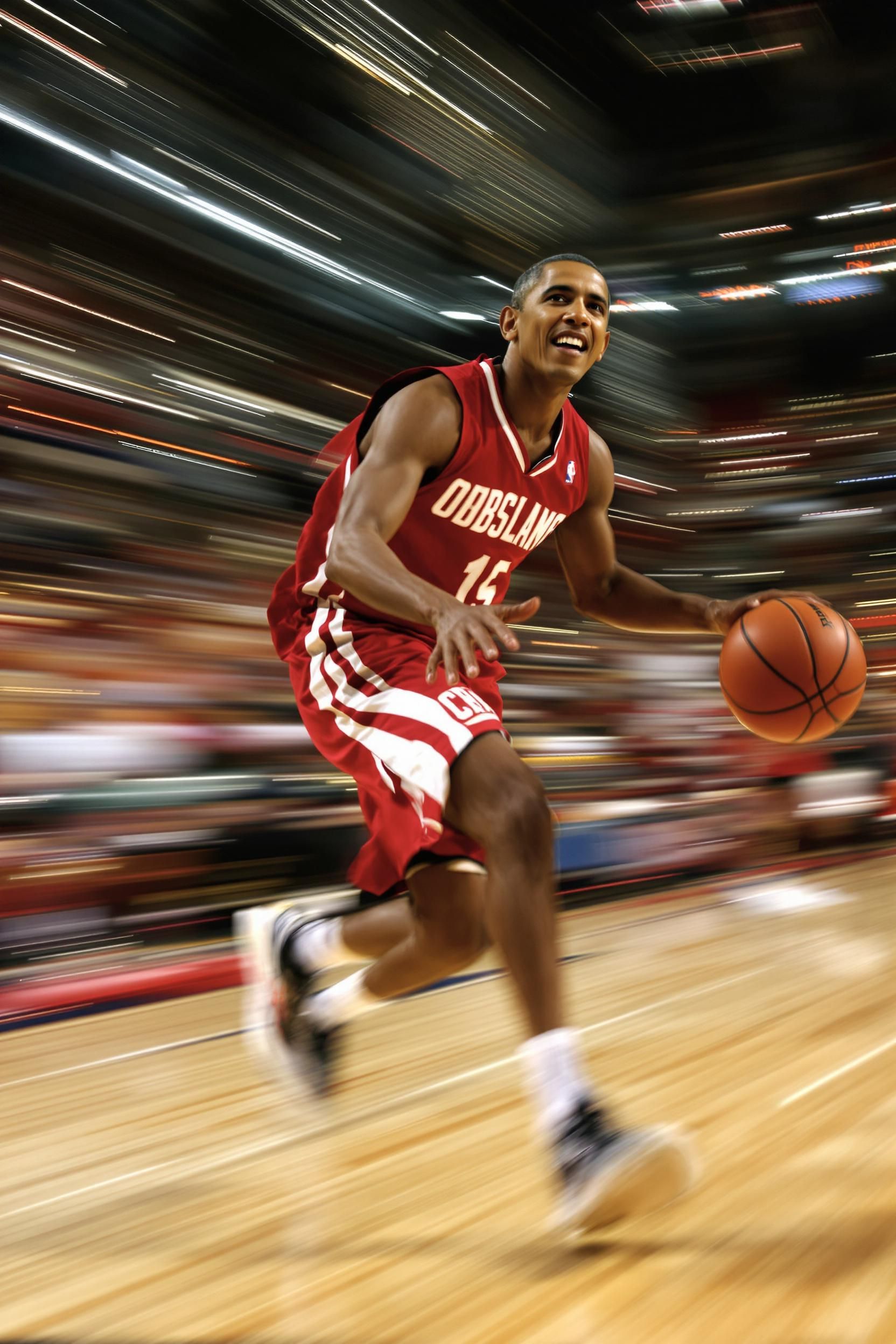 Lexica - Barack obama hoopin, NBA action sports photo