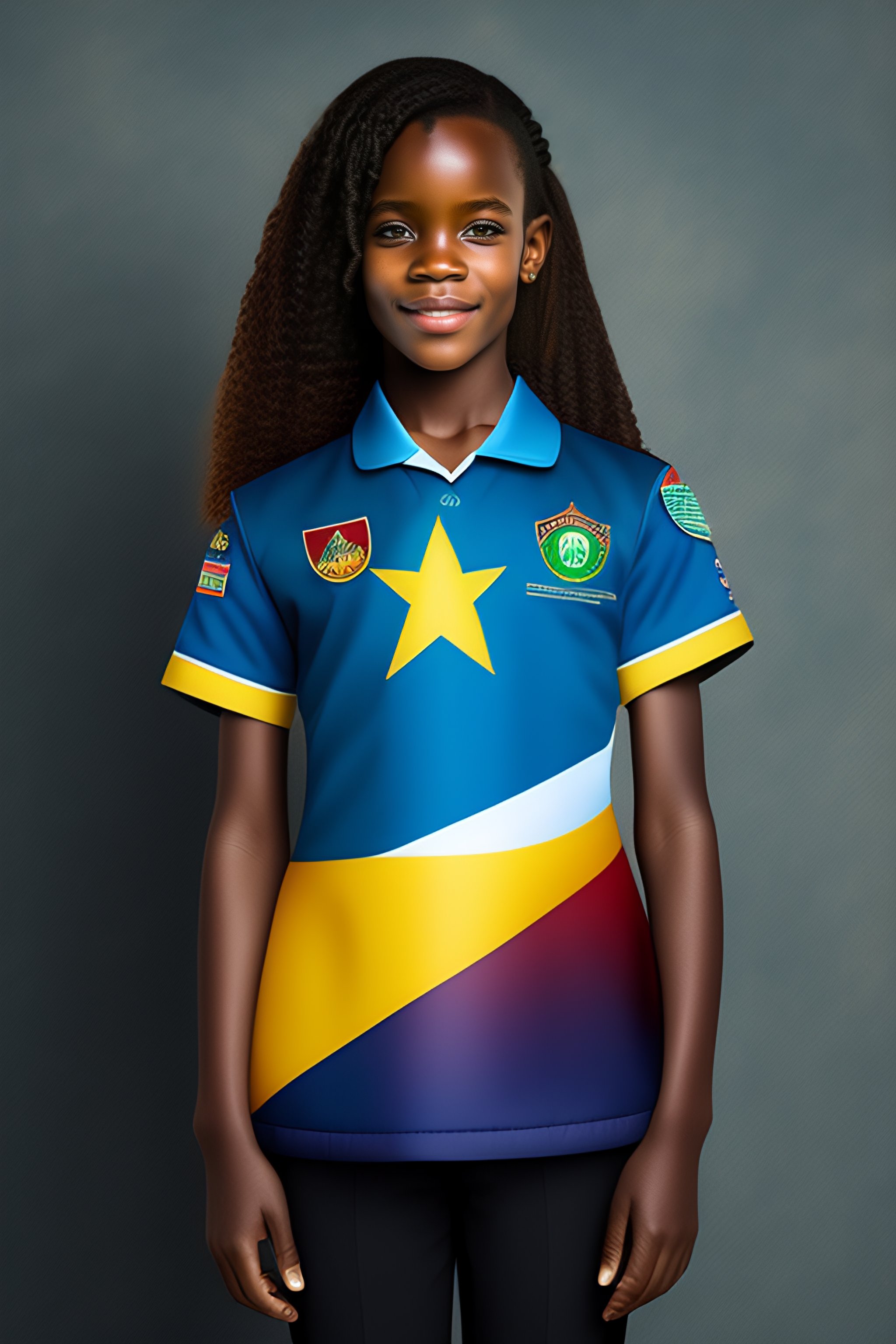 Lexica - Congolese rdc girl scout in uniform flag