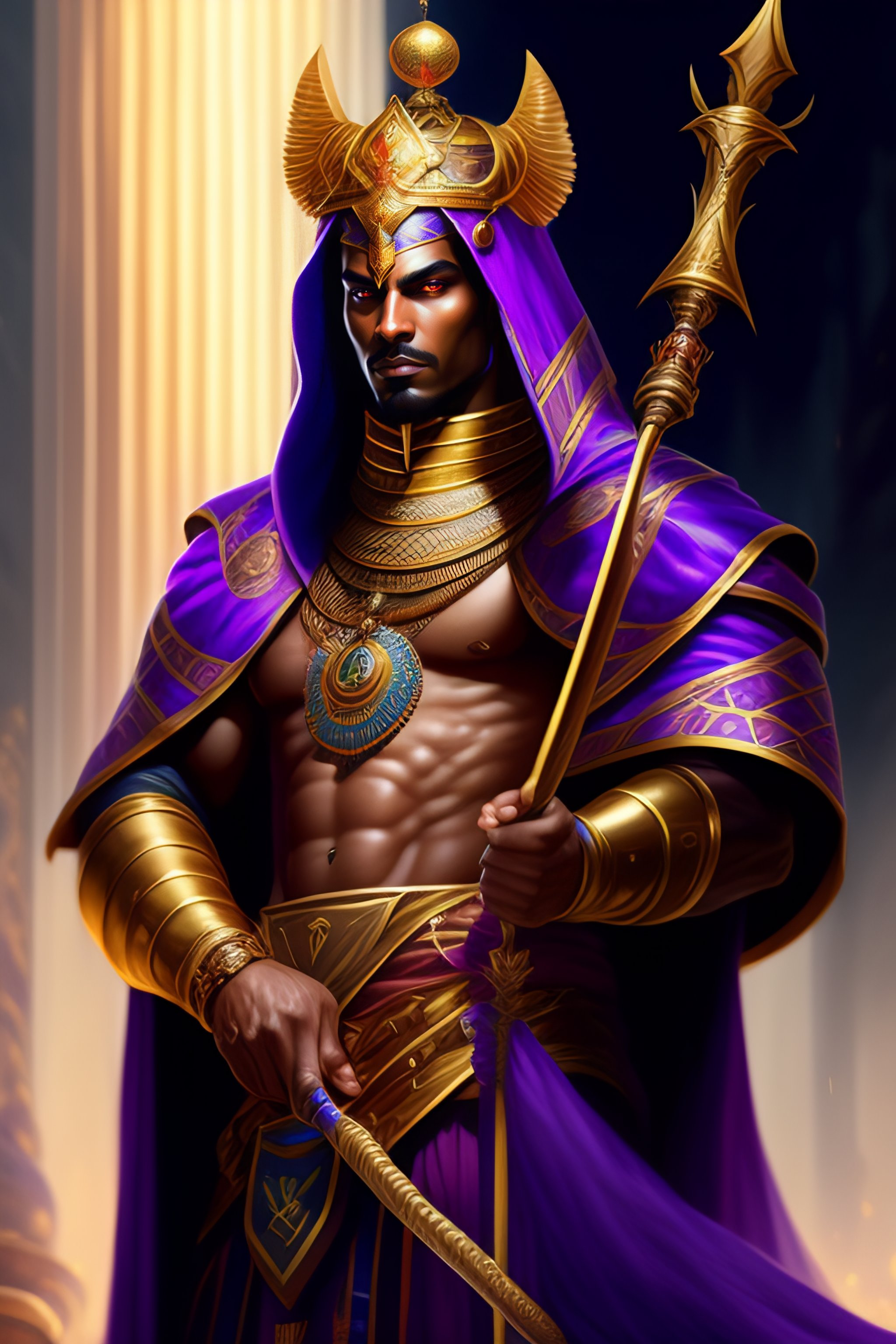 Lexica - An undead pharaoh, holding a cobra head staff, egyptian ...