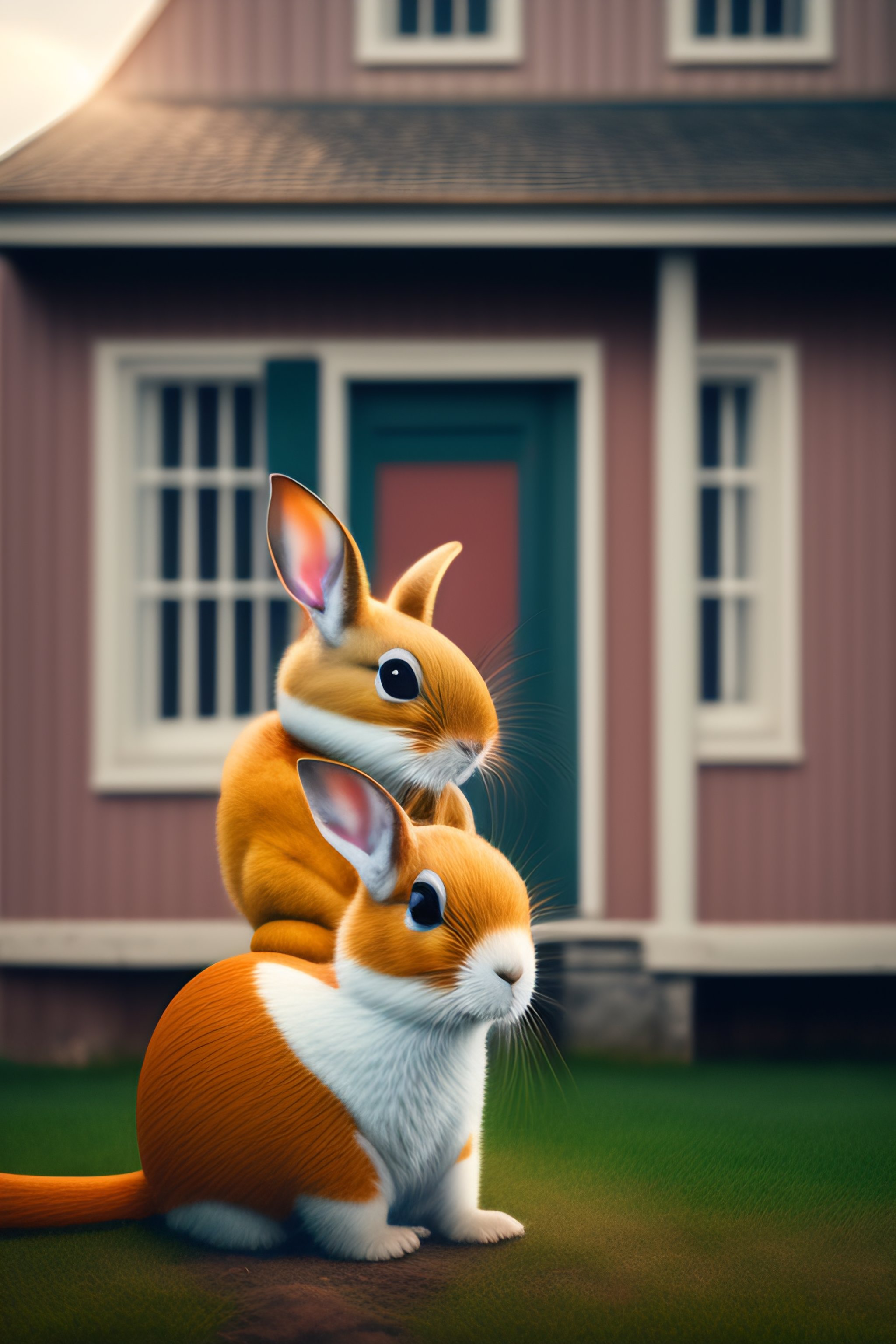 Lexica - Bunny robot working on a tablet and sitting in the front of ...