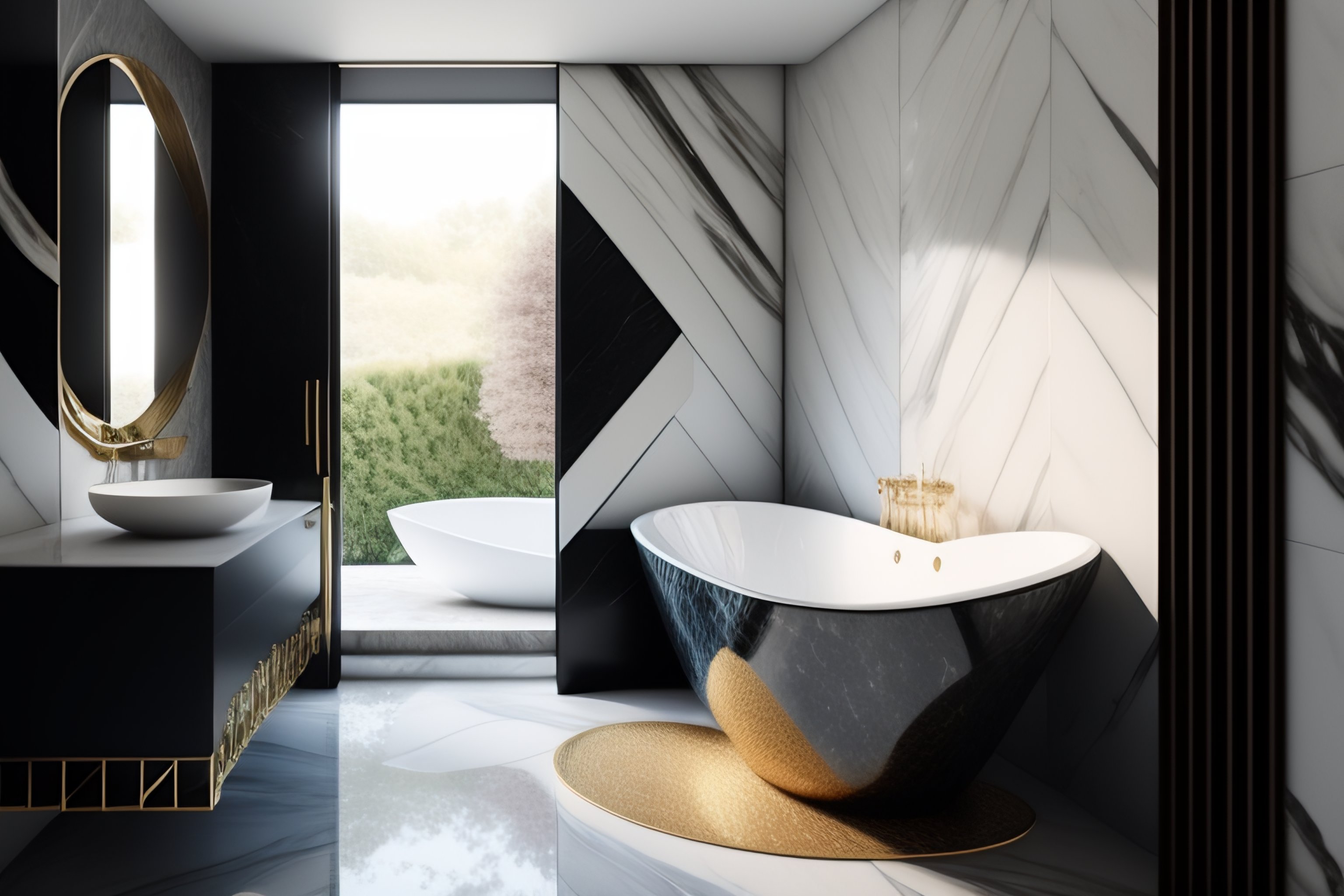 Lexica - Opulent bathroom tiles in marble imitation, mosaic covered ...