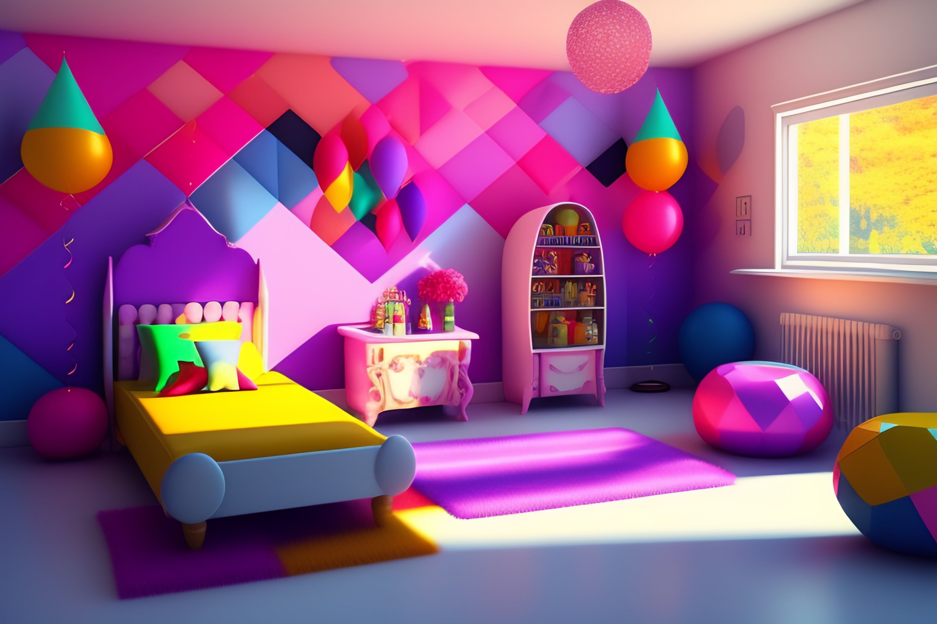 Lexica - A cute room for a birthday party where everything is made of ...