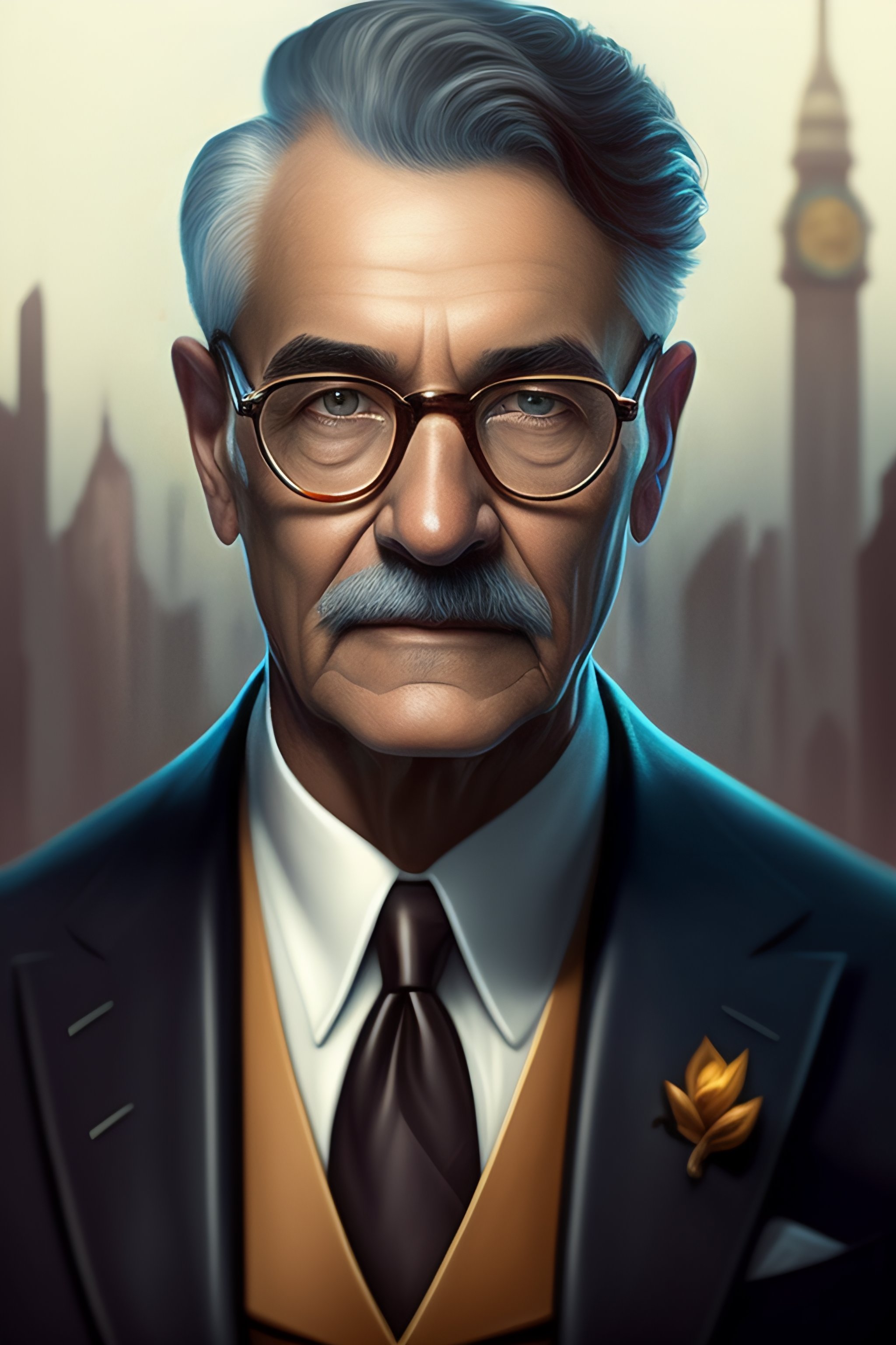 Lexica - Portrait of a old parapsychologist, 1920, with used suit ...