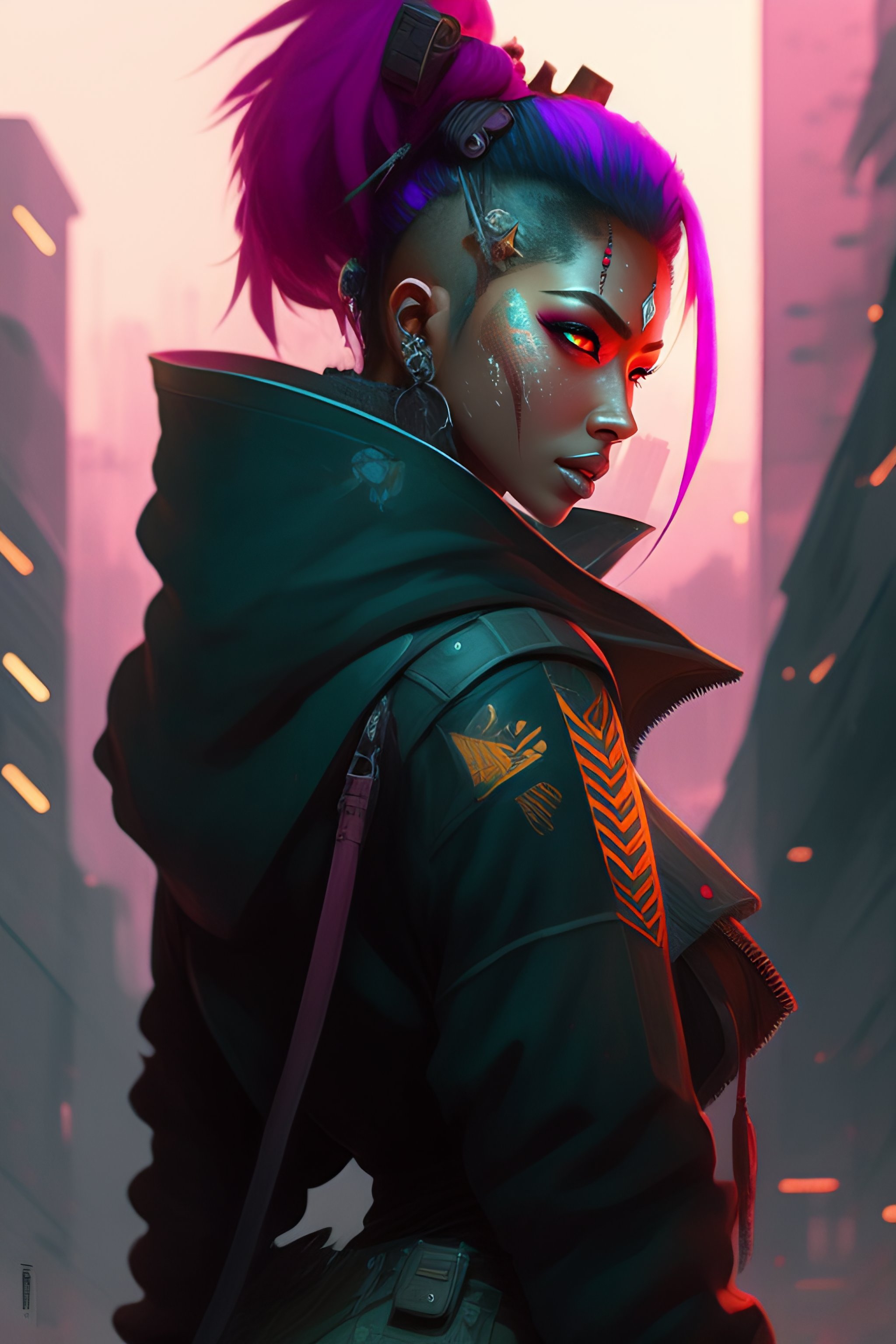 Lexica - A videogame character concept of a highly detailed cyberpunk ...