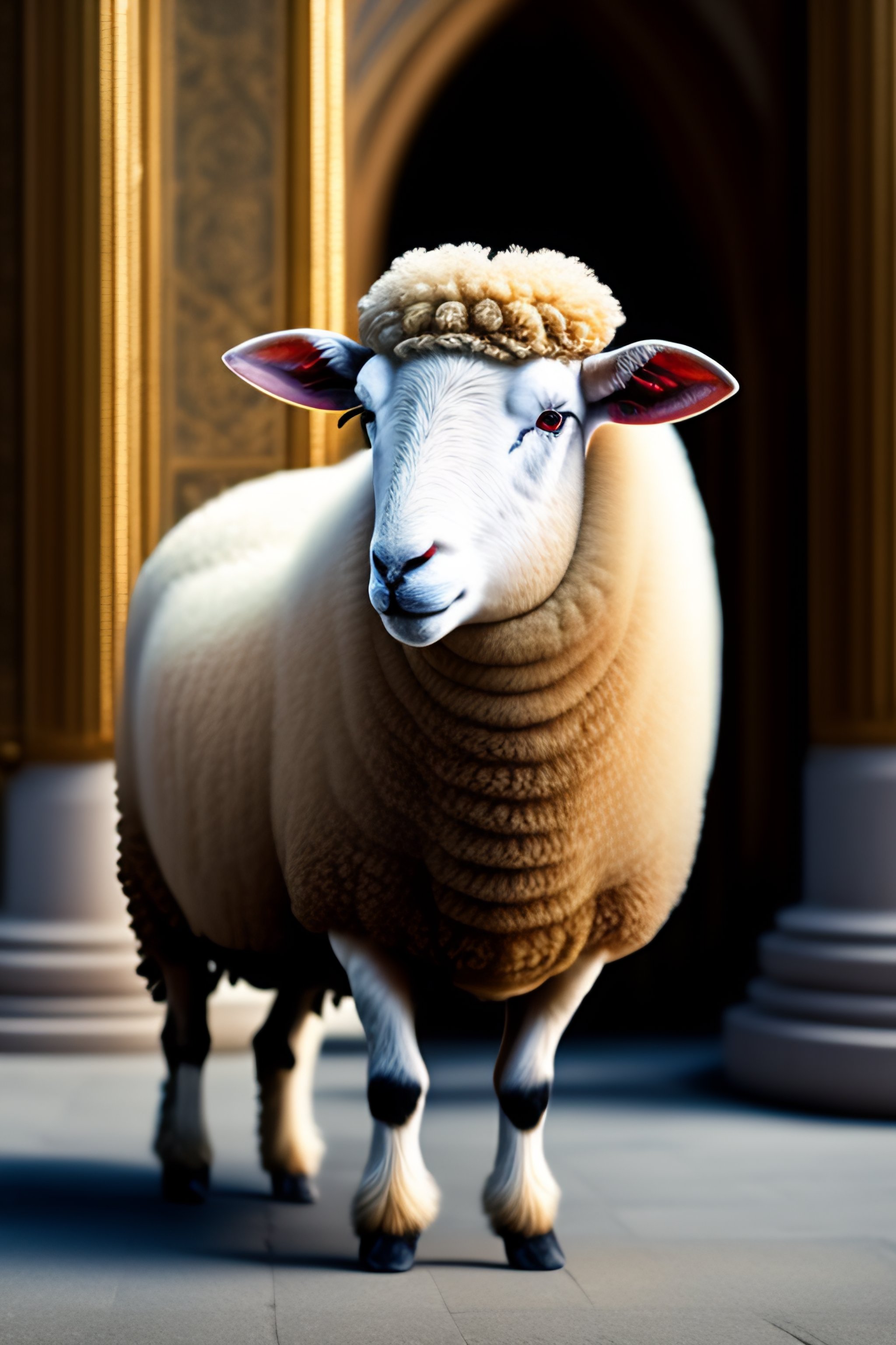 Lexica - Sheep in baroque armor in front of jelly palace