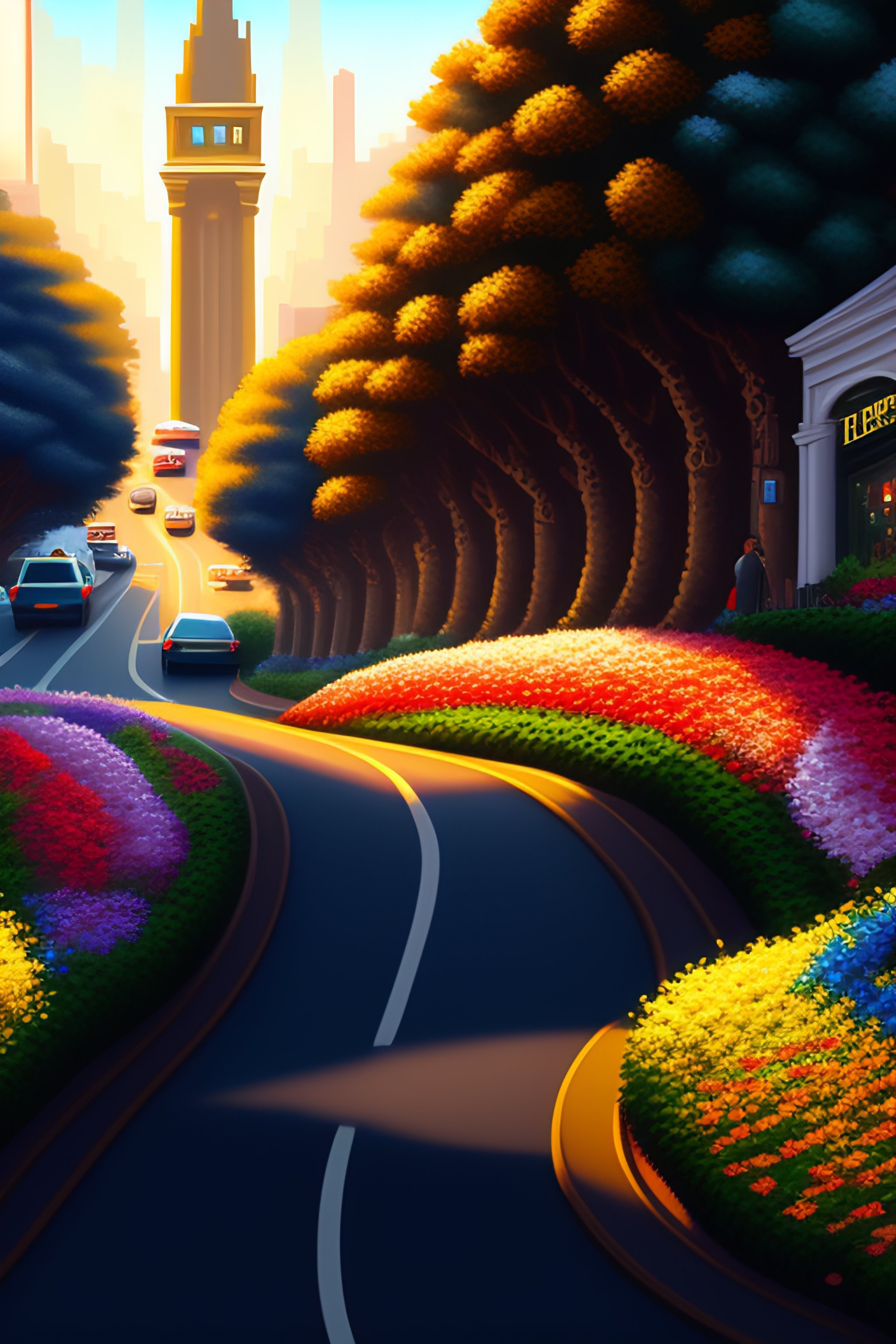 Lexica - Pixel art of Lombard Street in San Francisco. lots of people ...