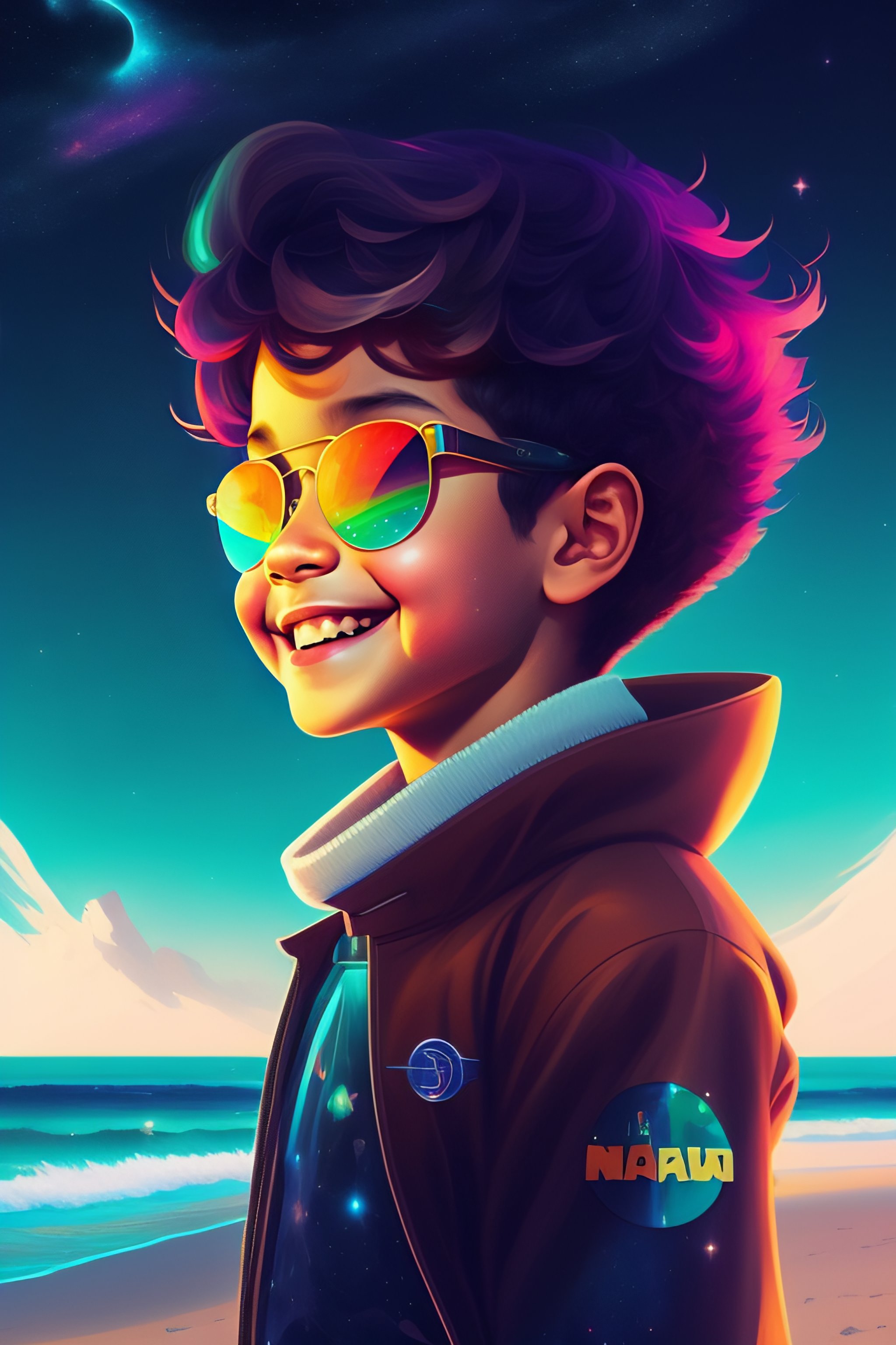 Lexica - Detailed portrait of a happy futuristic Young boy on a ...