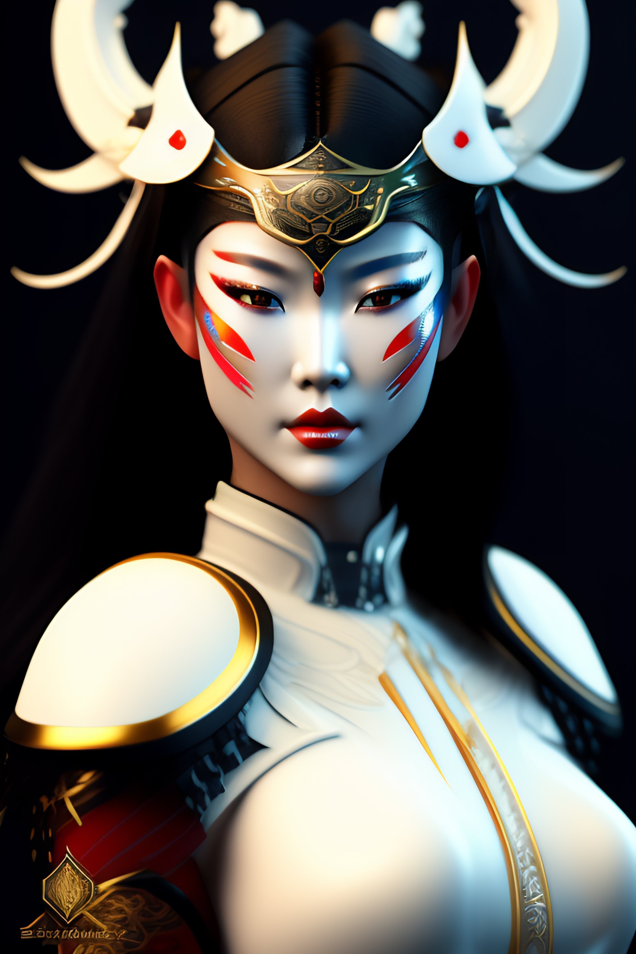 Lexica - Masterpiece Vector Design of gorgeous female Samurai Devil ...