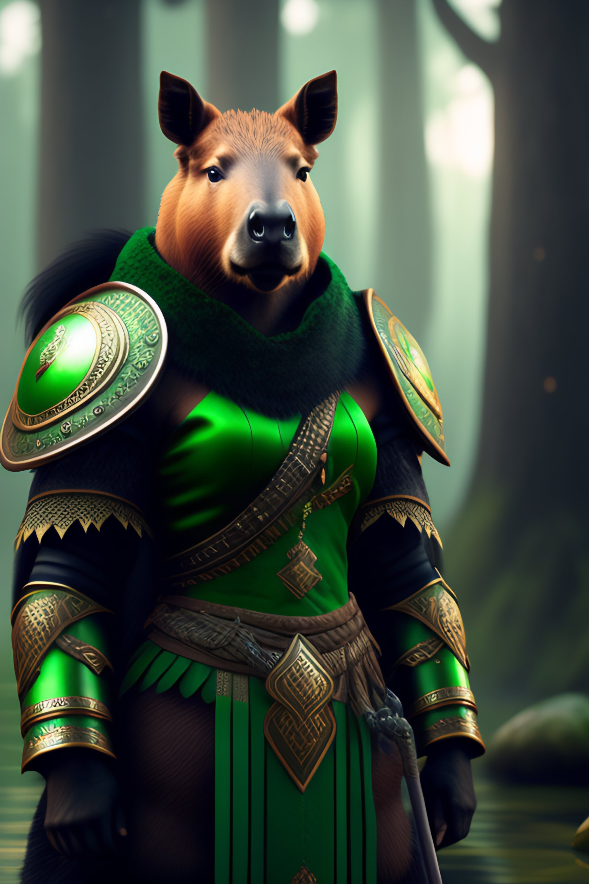 Lexica - A humanoid capybara with ultra detailed facial fur, female ...