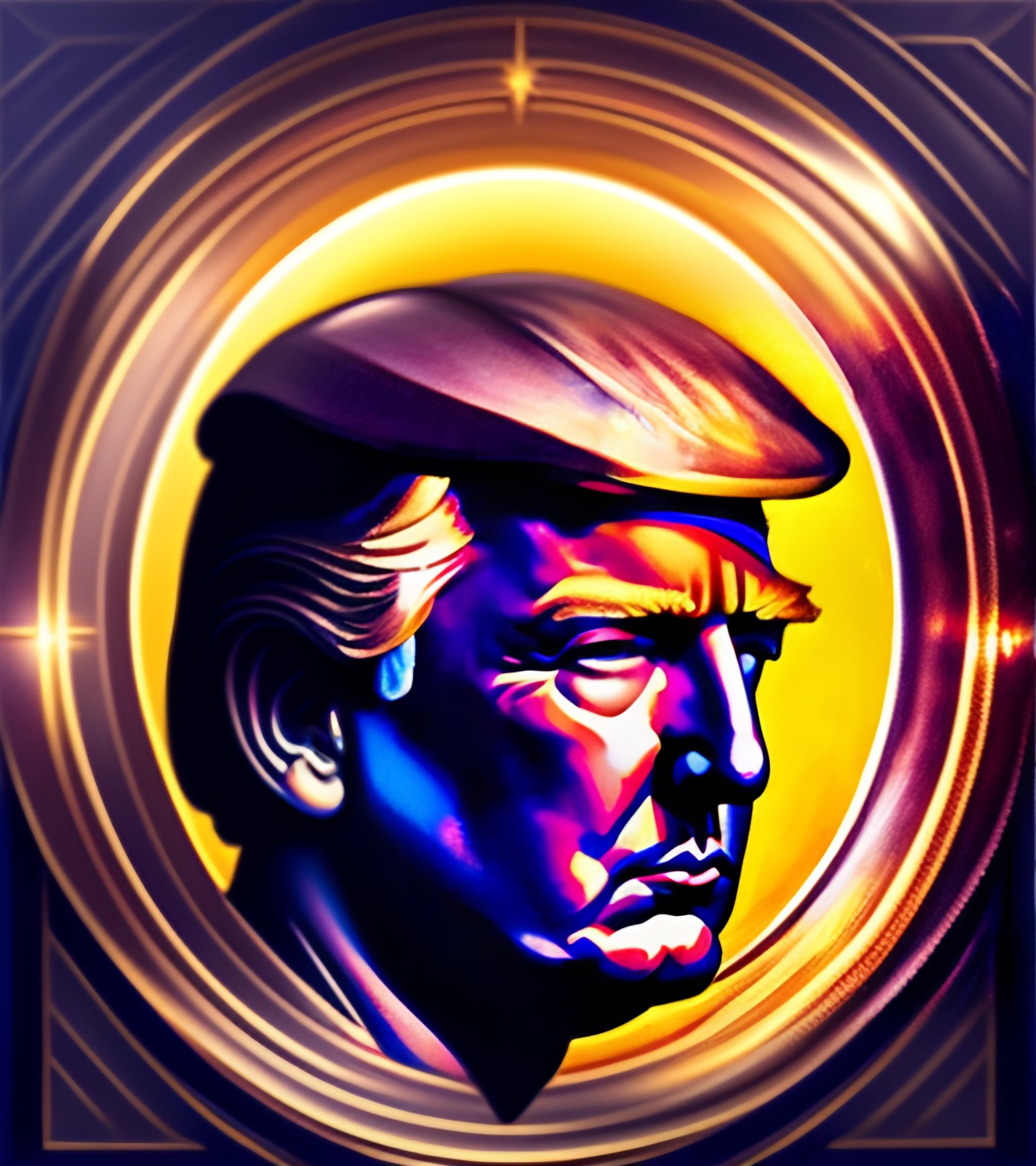 Lexica - Donald trump as god, heaven, portrait, mucha