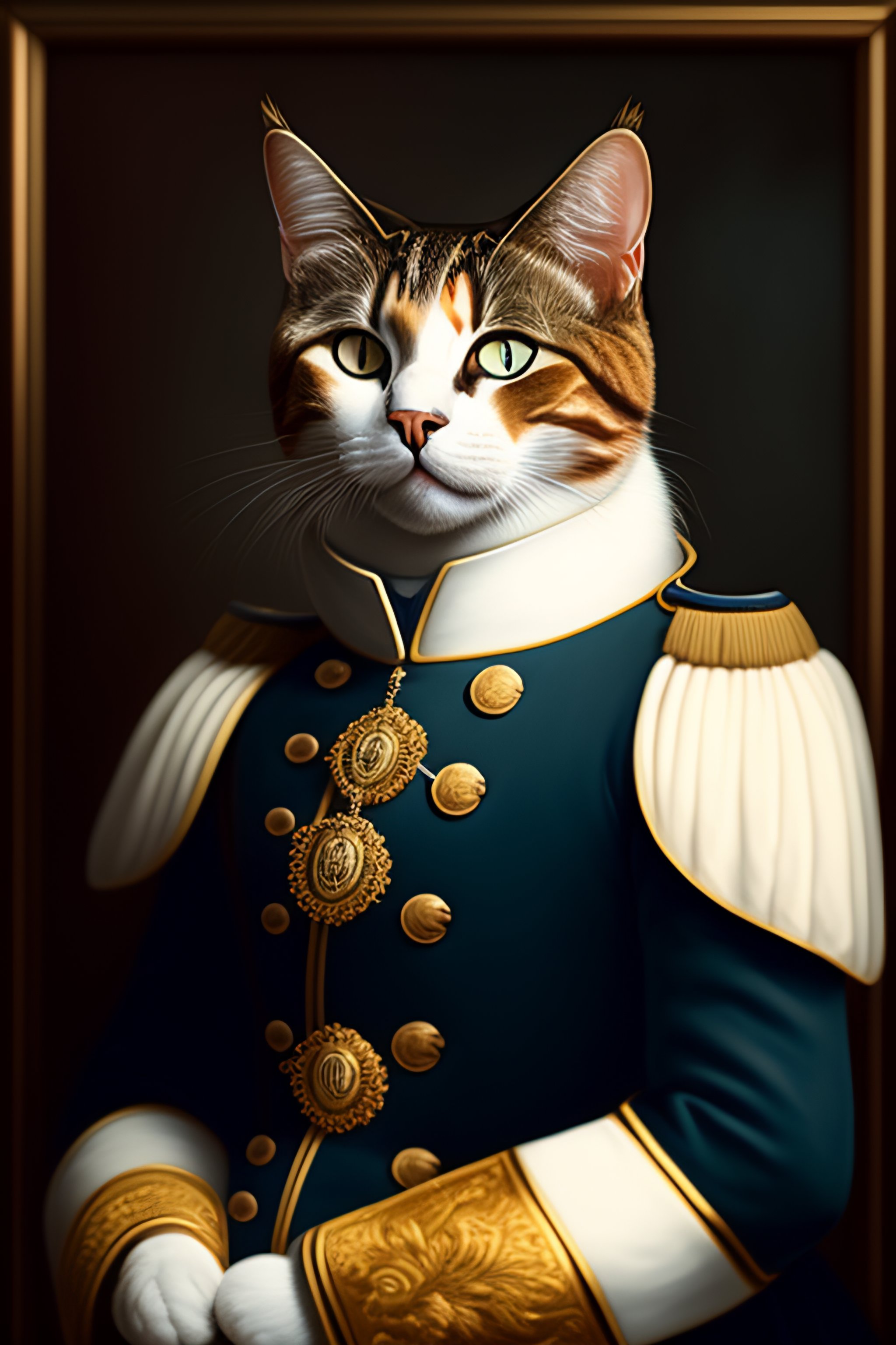 Lexica - Portrait of cat wearing admiral uniform, Victorian era portrait
